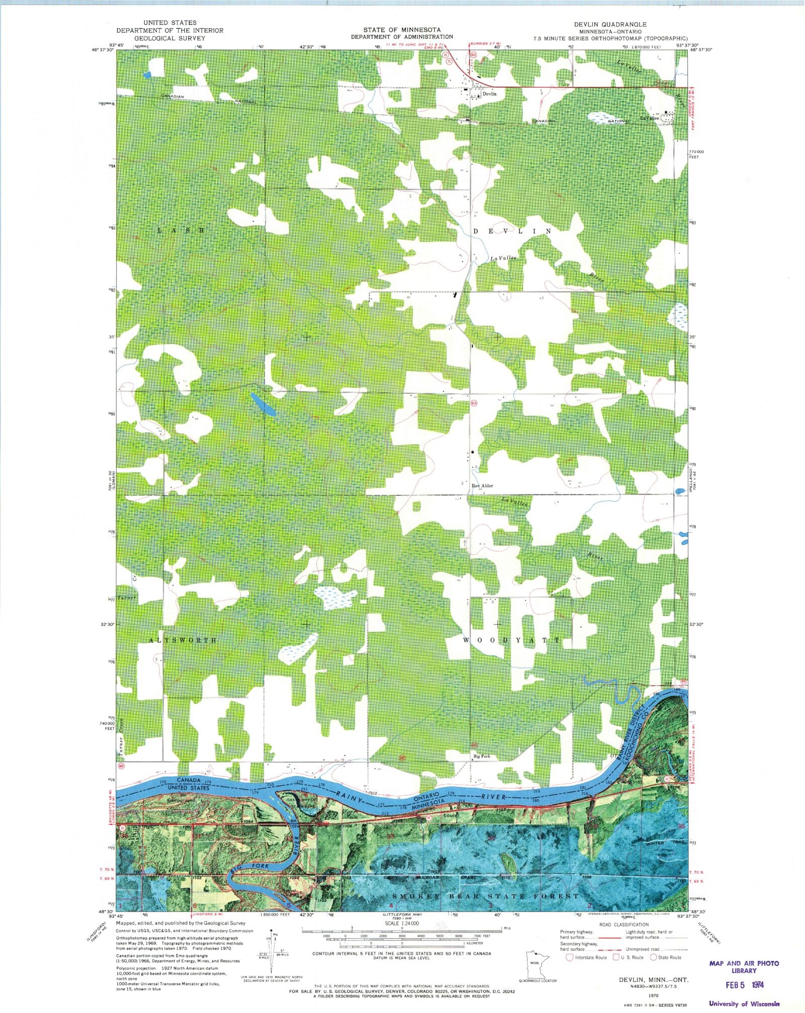 Classic USGS Devlin Minnesota 7.5'x7.5' Topo Map – MyTopo Map Store