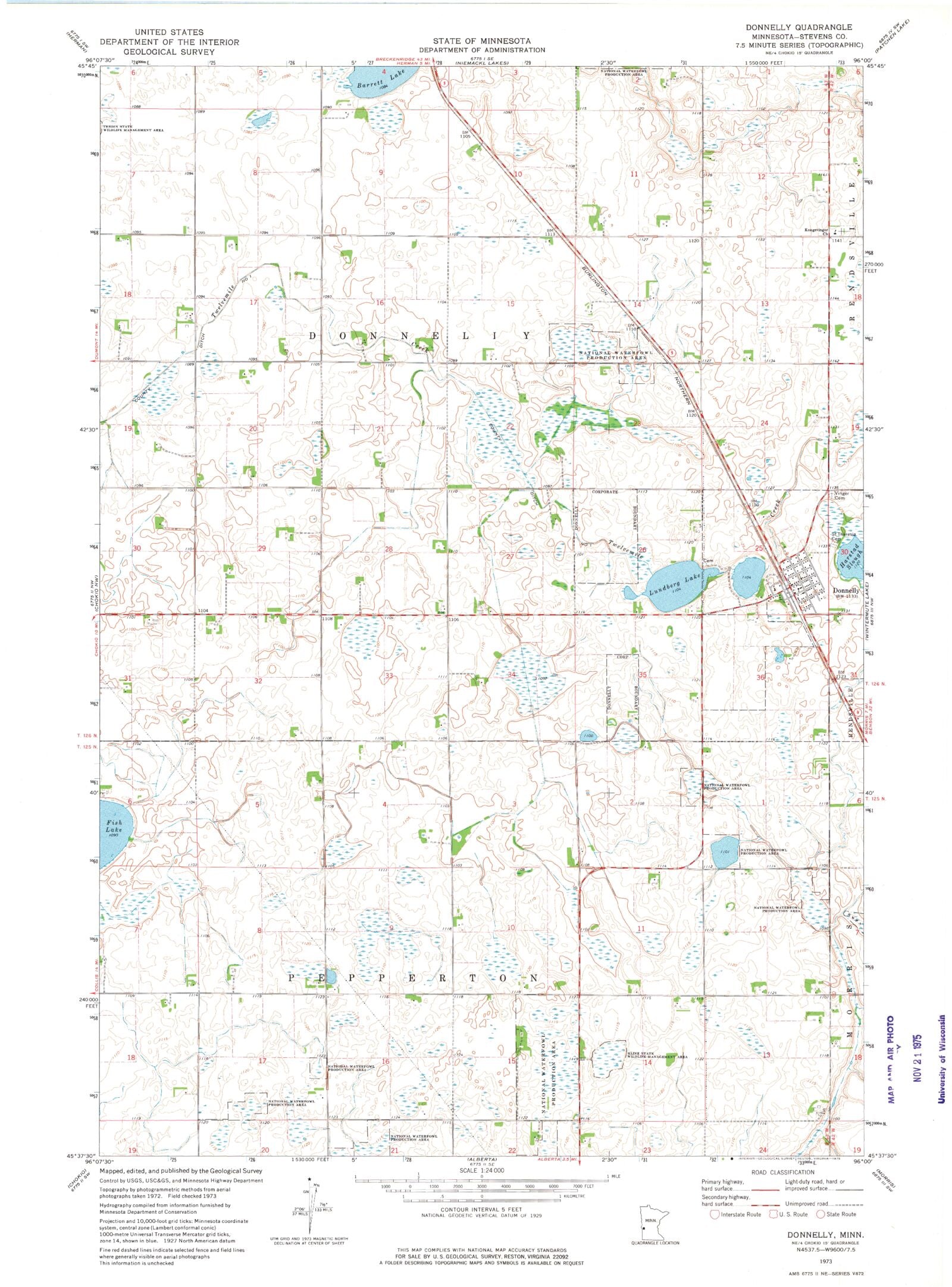 Classic USGS Donnelly Minnesota 7.5'x7.5' Topo Map – MyTopo Map Store