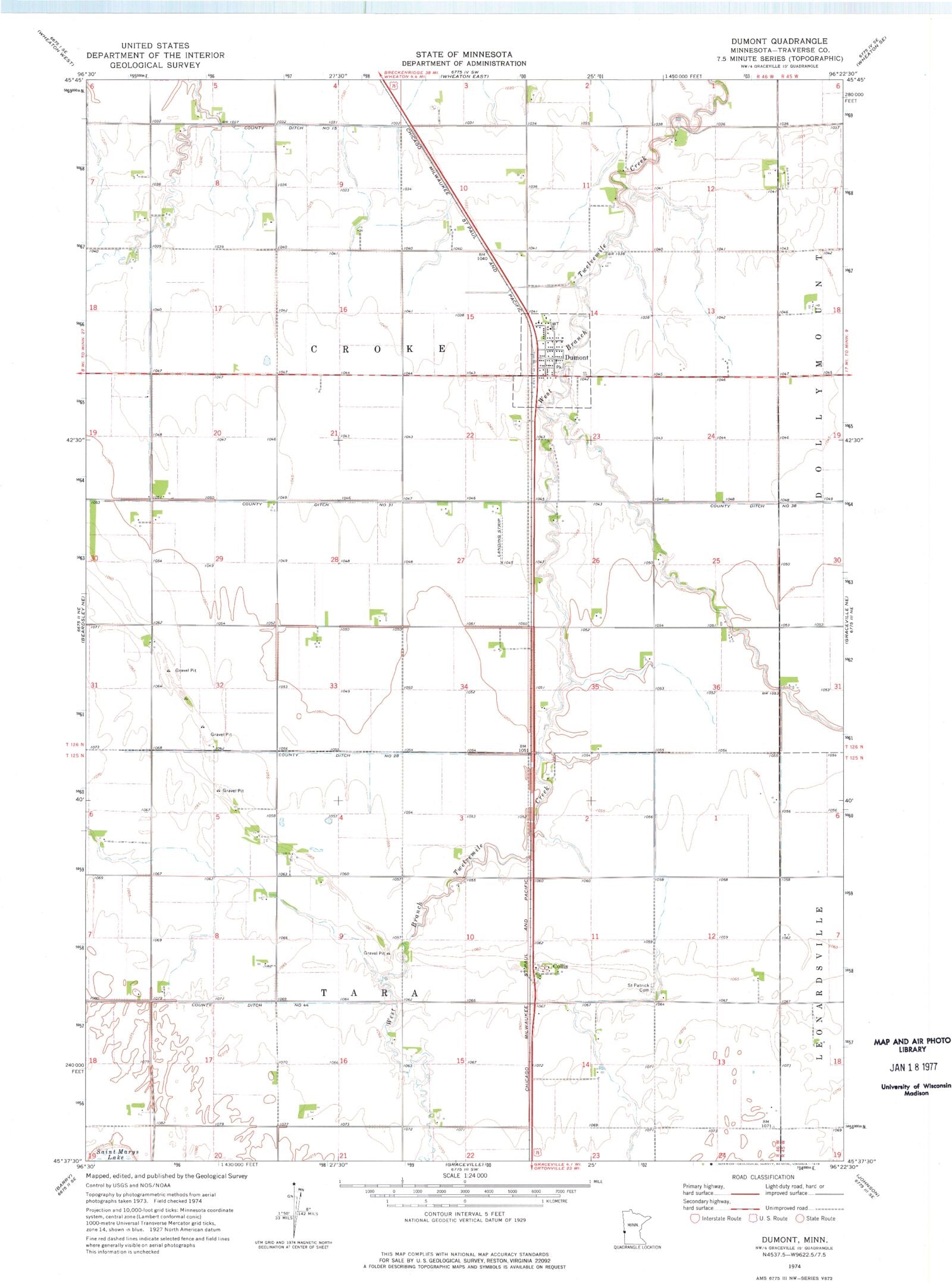 Classic USGS Dumont Minnesota 7.5'x7.5' Topo Map – MyTopo Map Store