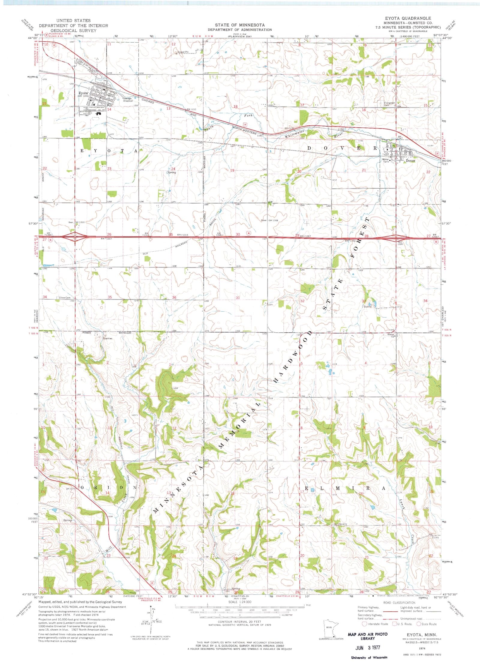 Classic USGS Eyota Minnesota 7.5'x7.5' Topo Map – MyTopo Map Store