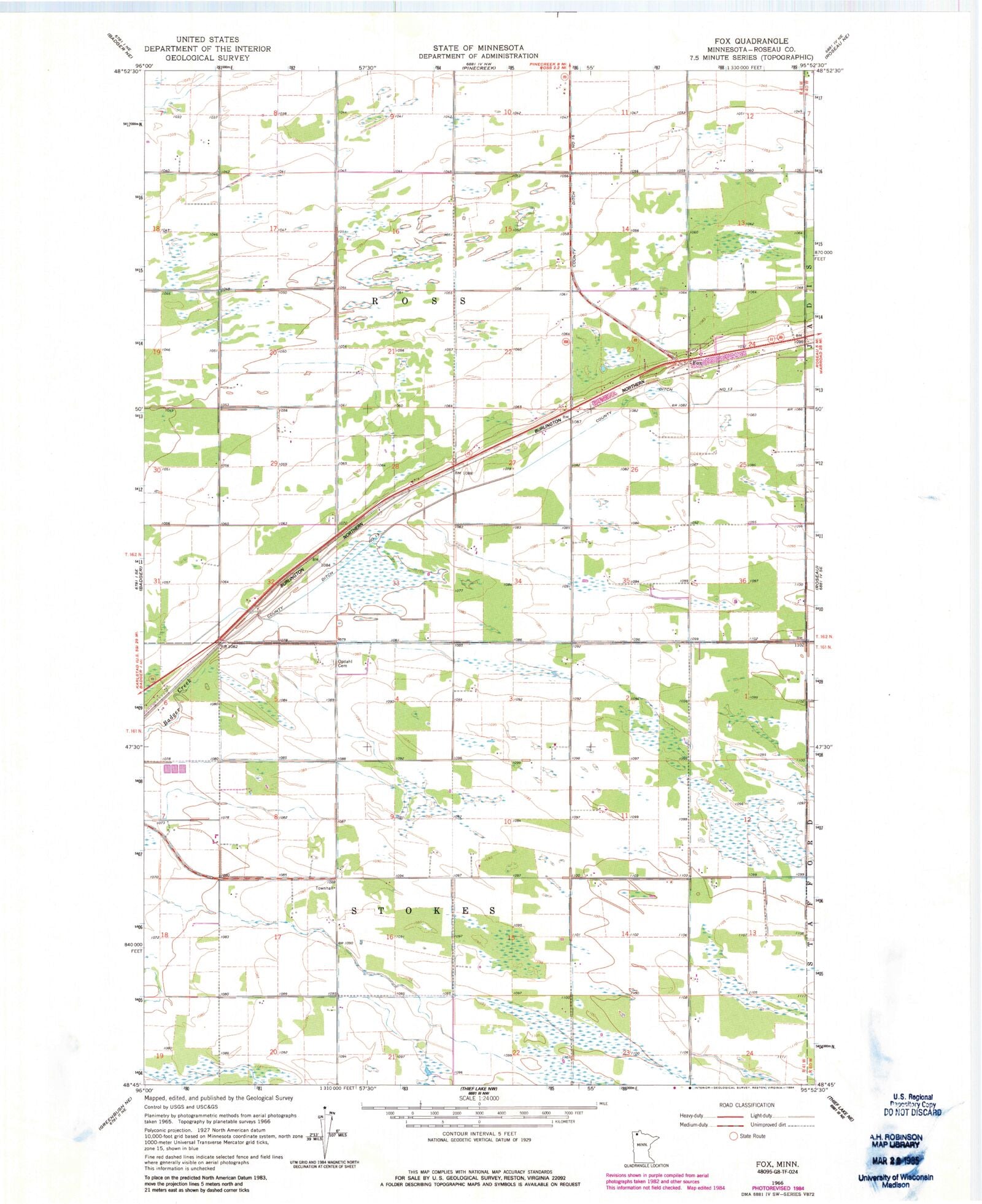 Classic USGS Fox Minnesota 7.5'x7.5' Topo Map – MyTopo Map Store