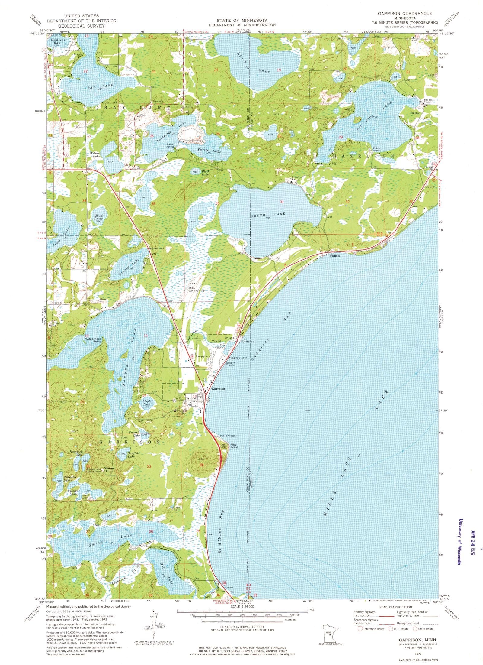 Classic USGS Garrison Minnesota 7.5'x7.5' Topo Map – MyTopo Map Store