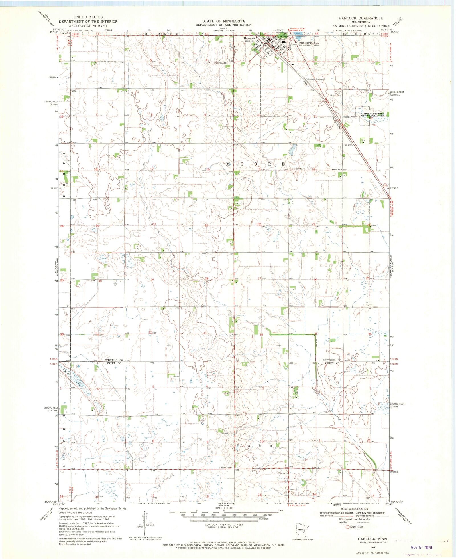 Classic USGS Hancock Minnesota 7.5'x7.5' Topo Map – MyTopo Map Store