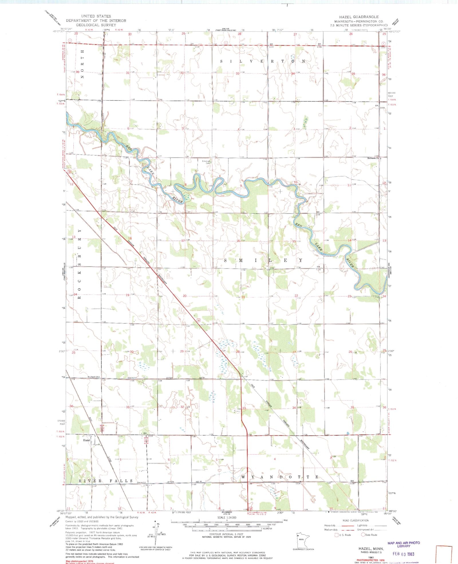 Classic USGS Hazel Minnesota 7.5'x7.5' Topo Map – MyTopo Map Store