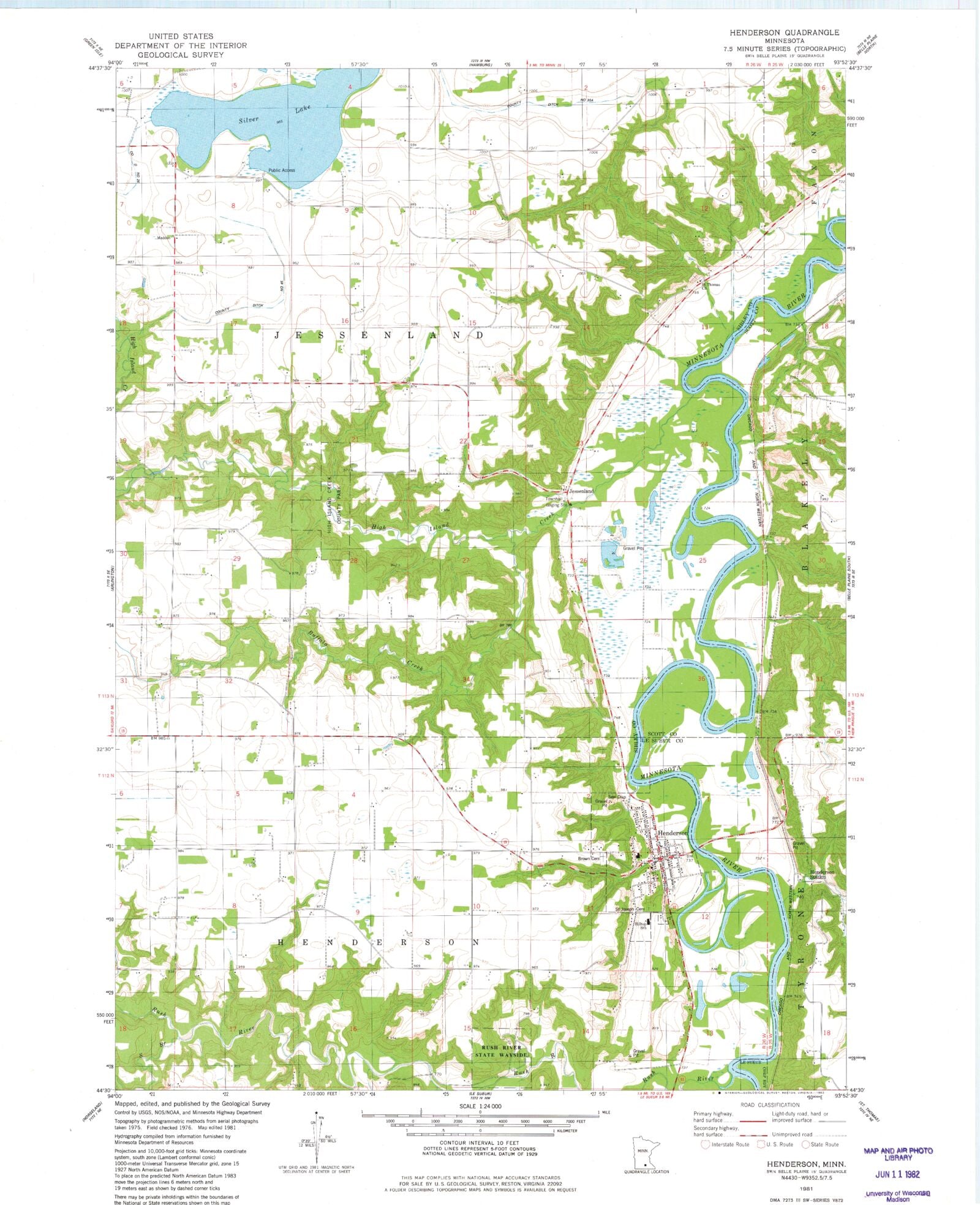 Classic USGS Henderson Minnesota 7.5'x7.5' Topo Map – MyTopo Map Store
