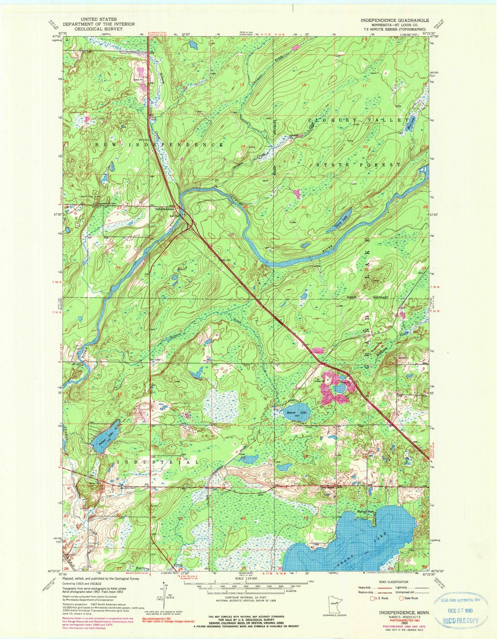 Classic USGS Independence Minnesota 7.5'x7.5' Topo Map – MyTopo Map Store