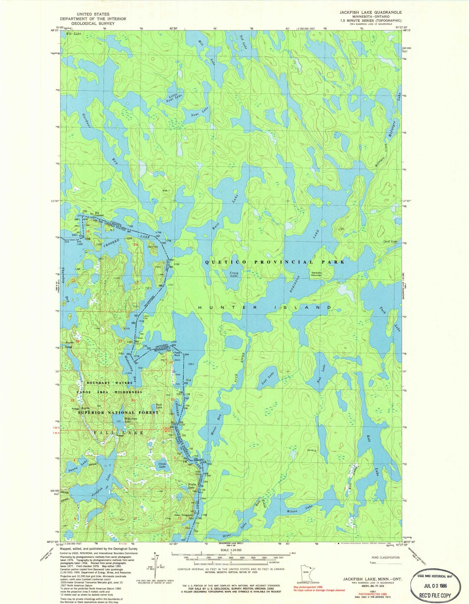 Classic USGS Jackfish Lake Minnesota 7.5'x7.5' Topo Map – MyTopo Map Store