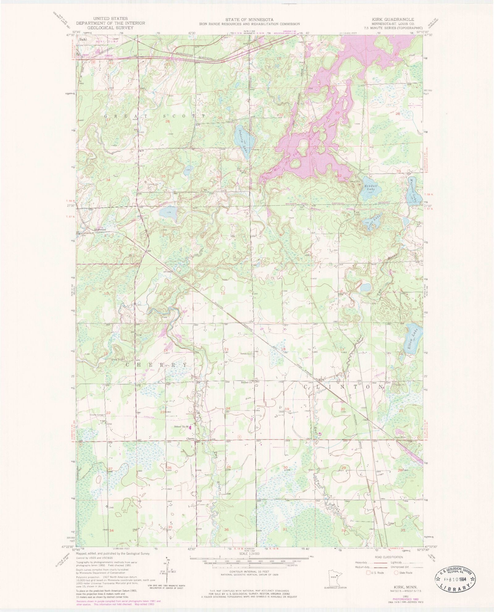 Classic USGS Kirk Minnesota 7.5'x7.5' Topo Map – MyTopo Map Store