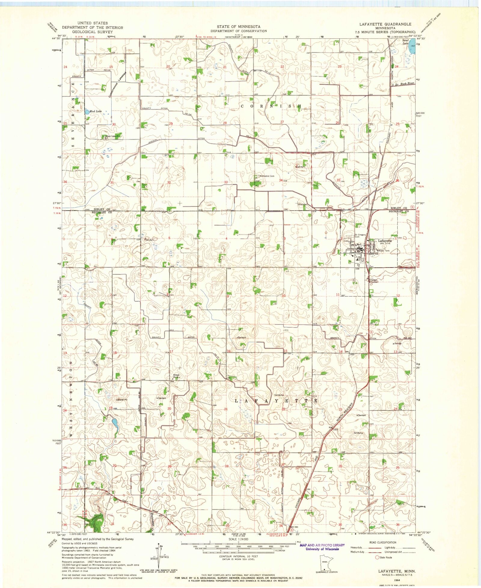 Classic USGS Lafayette Minnesota 7.5'x7.5' Topo Map – MyTopo Map Store