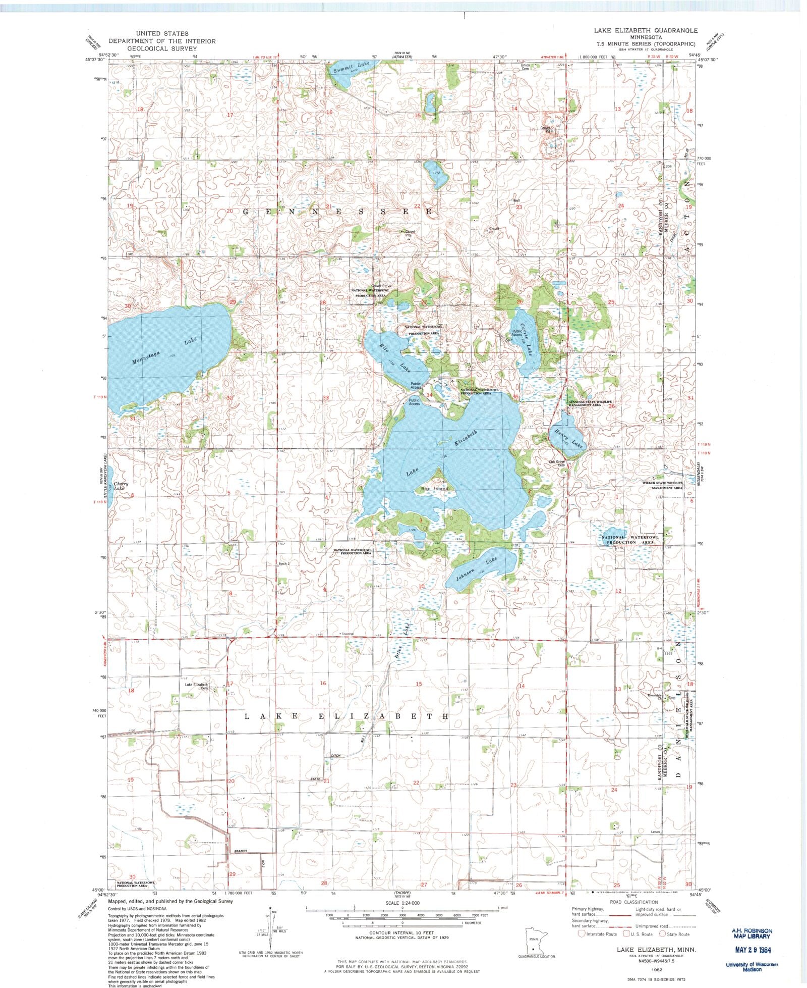 Classic USGS Lake Elizabeth Minnesota 7.5'x7.5' Topo Map – MyTopo Map Store
