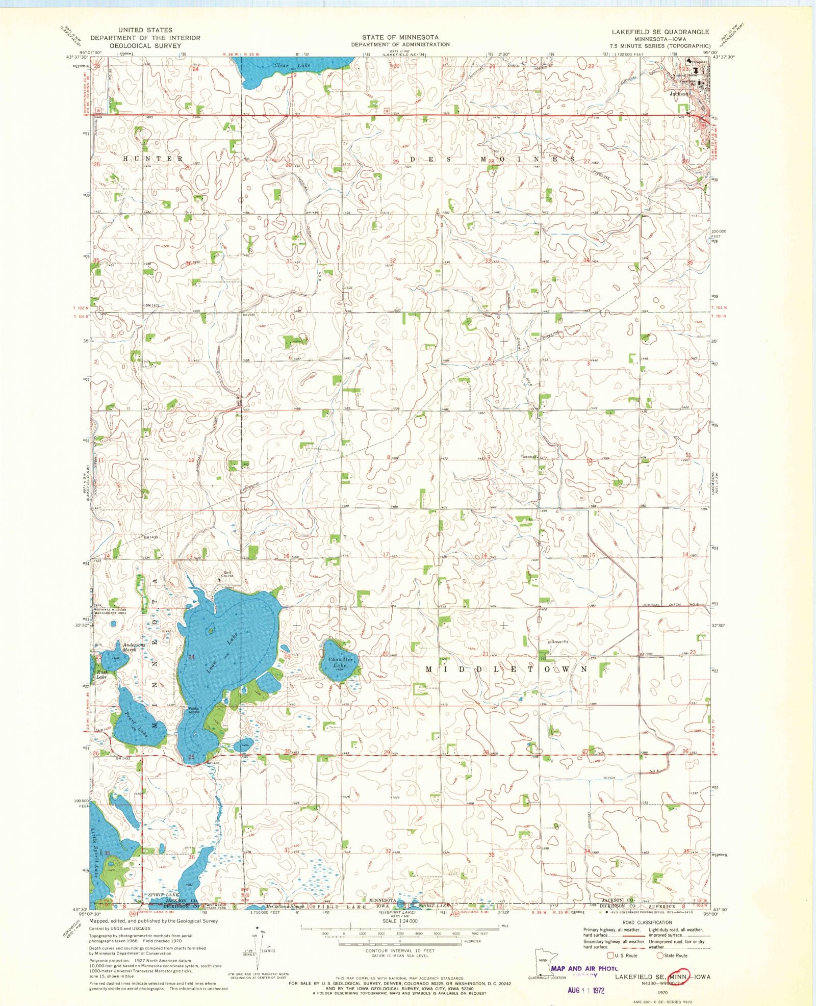 Classic USGS Lakefield SE Minnesota 7.5'x7.5' Topo Map – MyTopo Map Store