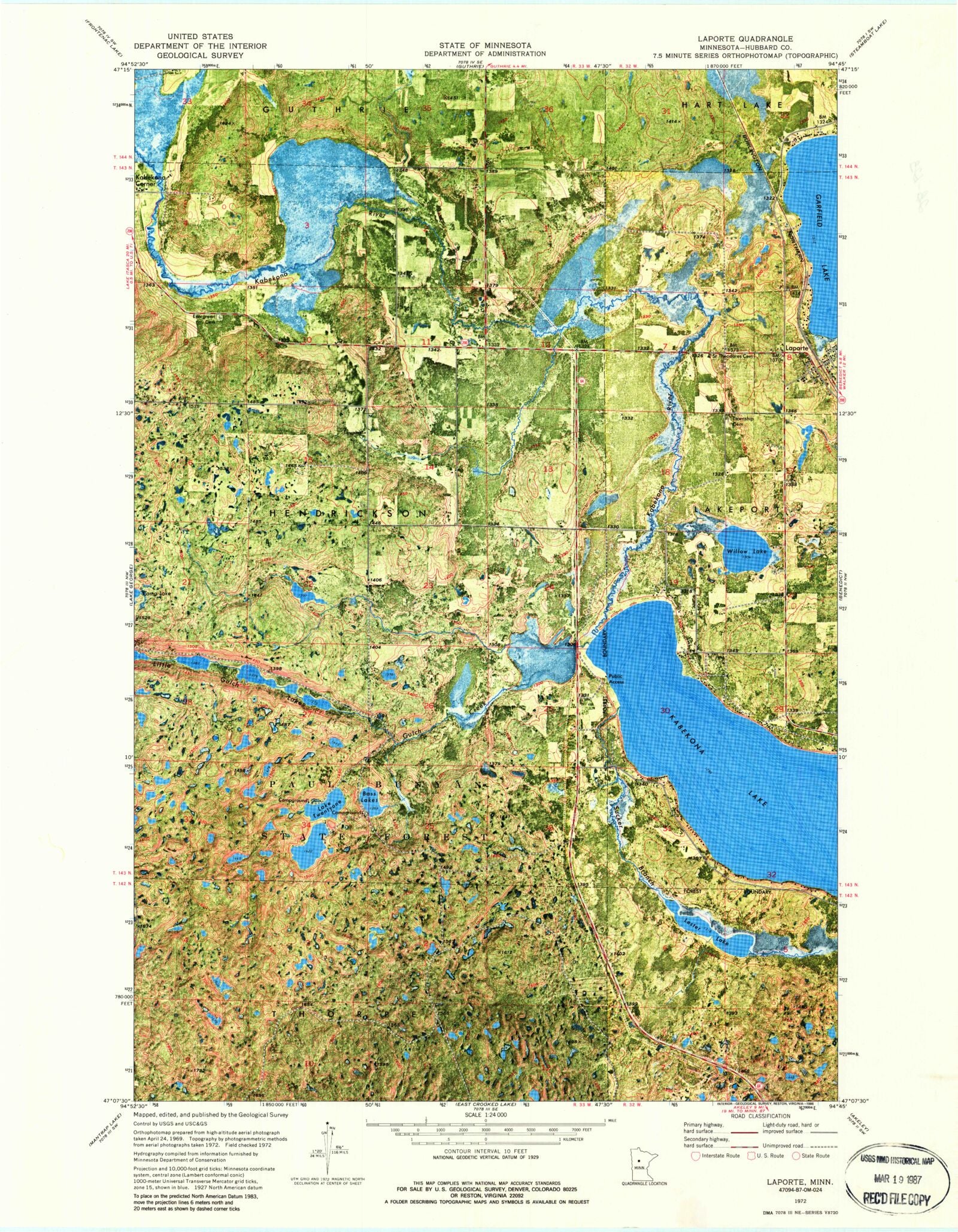 Classic USGS Laporte Minnesota 7.5'x7.5' Topo Map – MyTopo Map Store