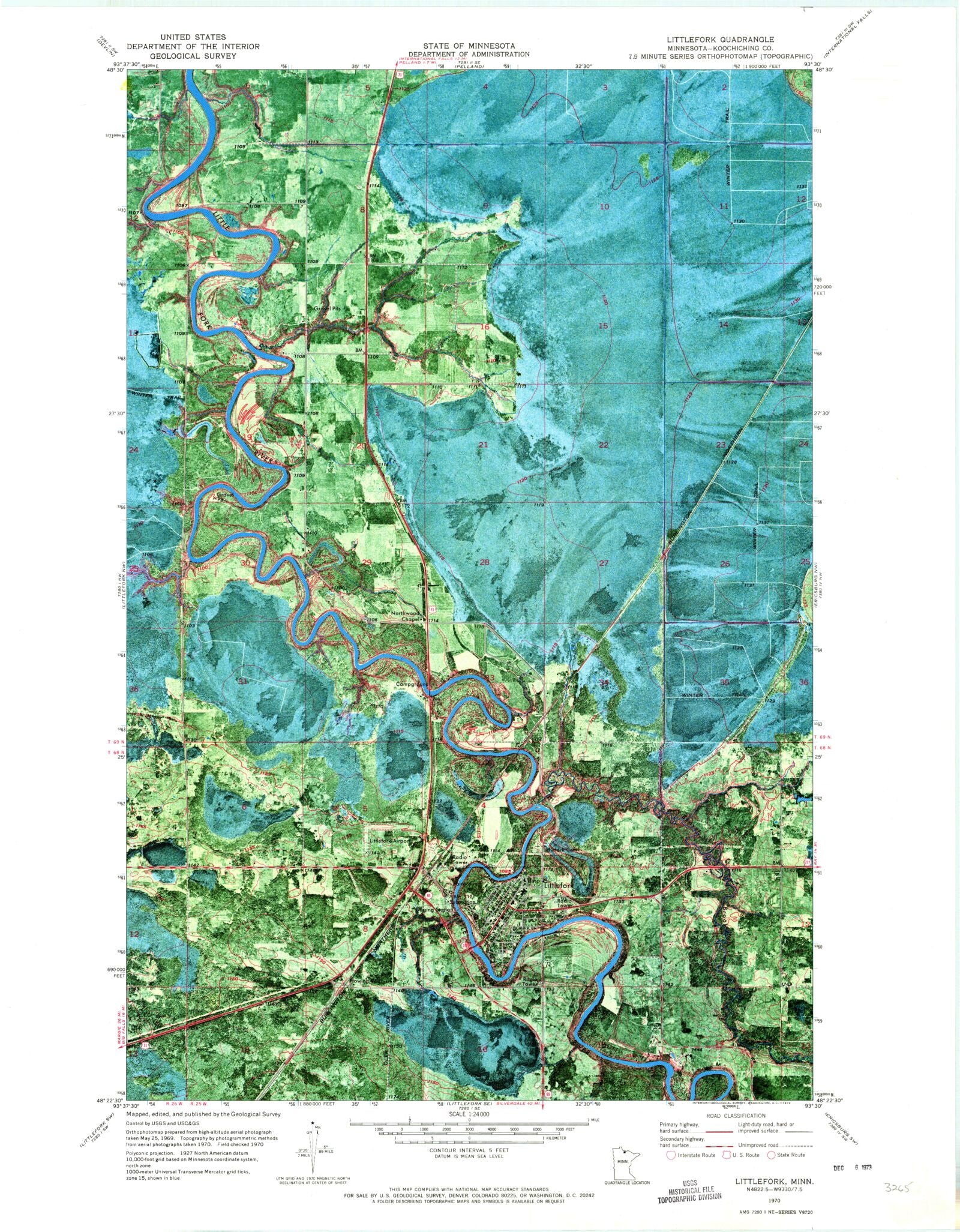 Classic USGS Littlefork Minnesota 7.5'x7.5' Topo Map – MyTopo Map Store