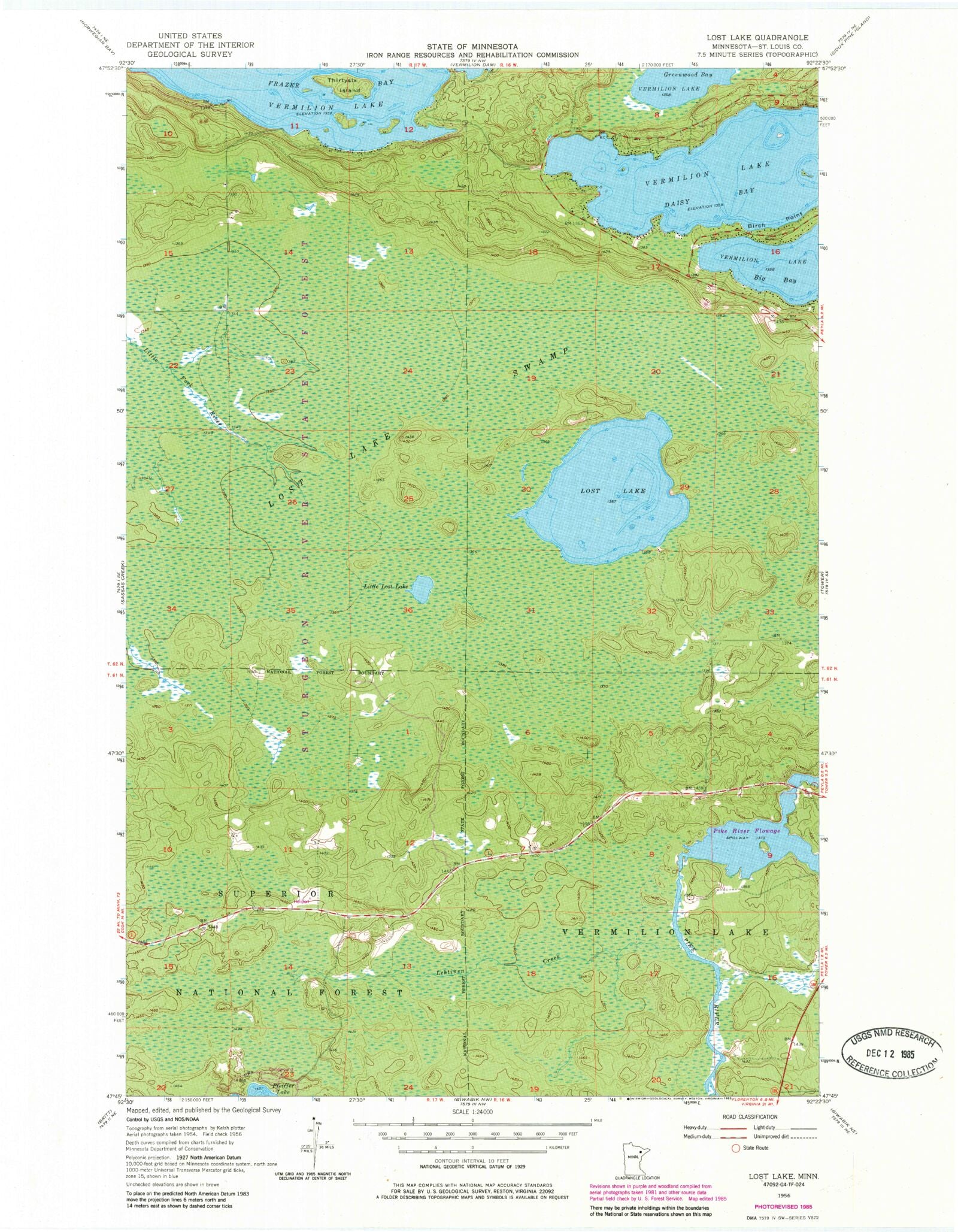 Classic USGS Lost Lake Minnesota 7.5'x7.5' Topo Map – MyTopo Map Store