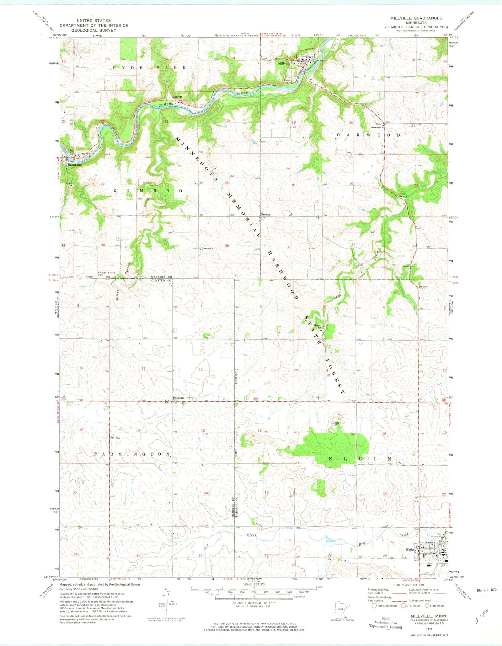 Classic USGS Millville Minnesota 7.5'x7.5' Topo Map – MyTopo Map Store
