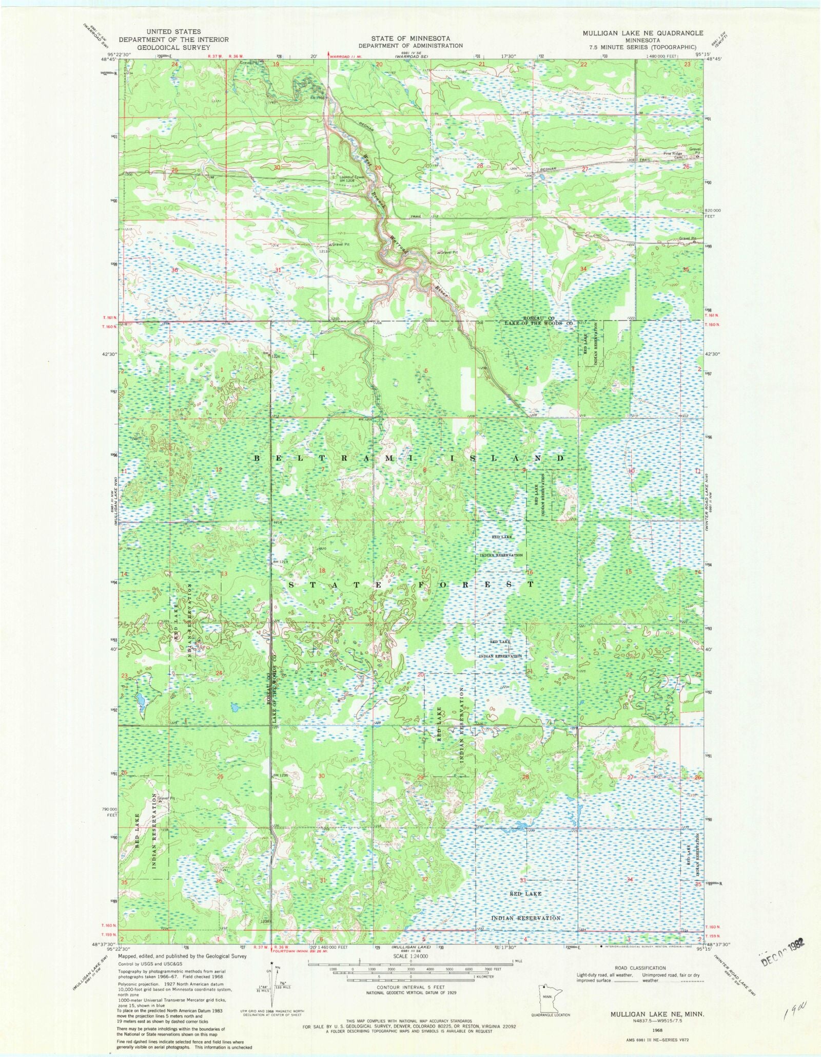Classic USGS Mulligan Lake NE Minnesota 7.5'x7.5' Topo Map – MyTopo Map ...