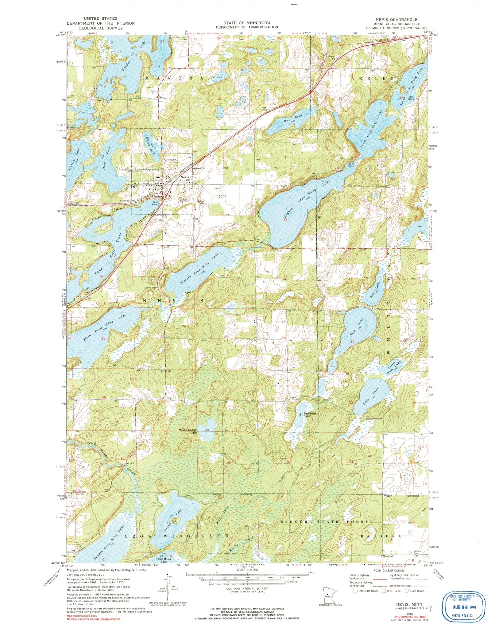 Classic USGS Nevis Minnesota 7.5'x7.5' Topo Map – MyTopo Map Store