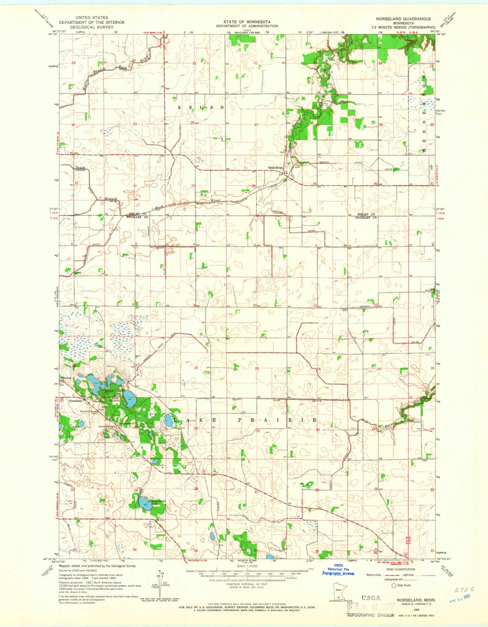 Classic USGS Norseland Minnesota 7.5'x7.5' Topo Map – MyTopo Map Store