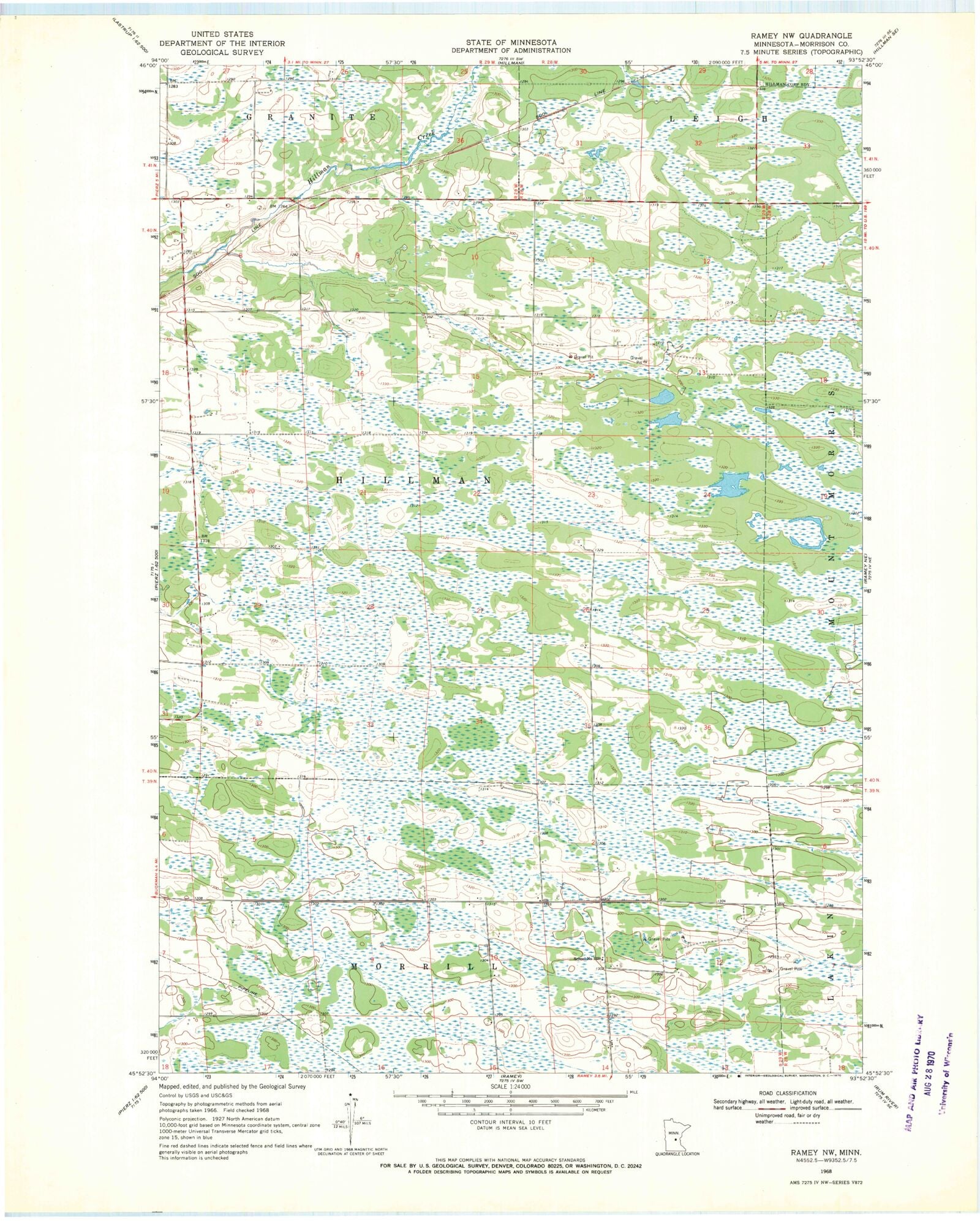 Classic USGS Ramey NW Minnesota 7.5'x7.5' Topo Map – MyTopo Map Store