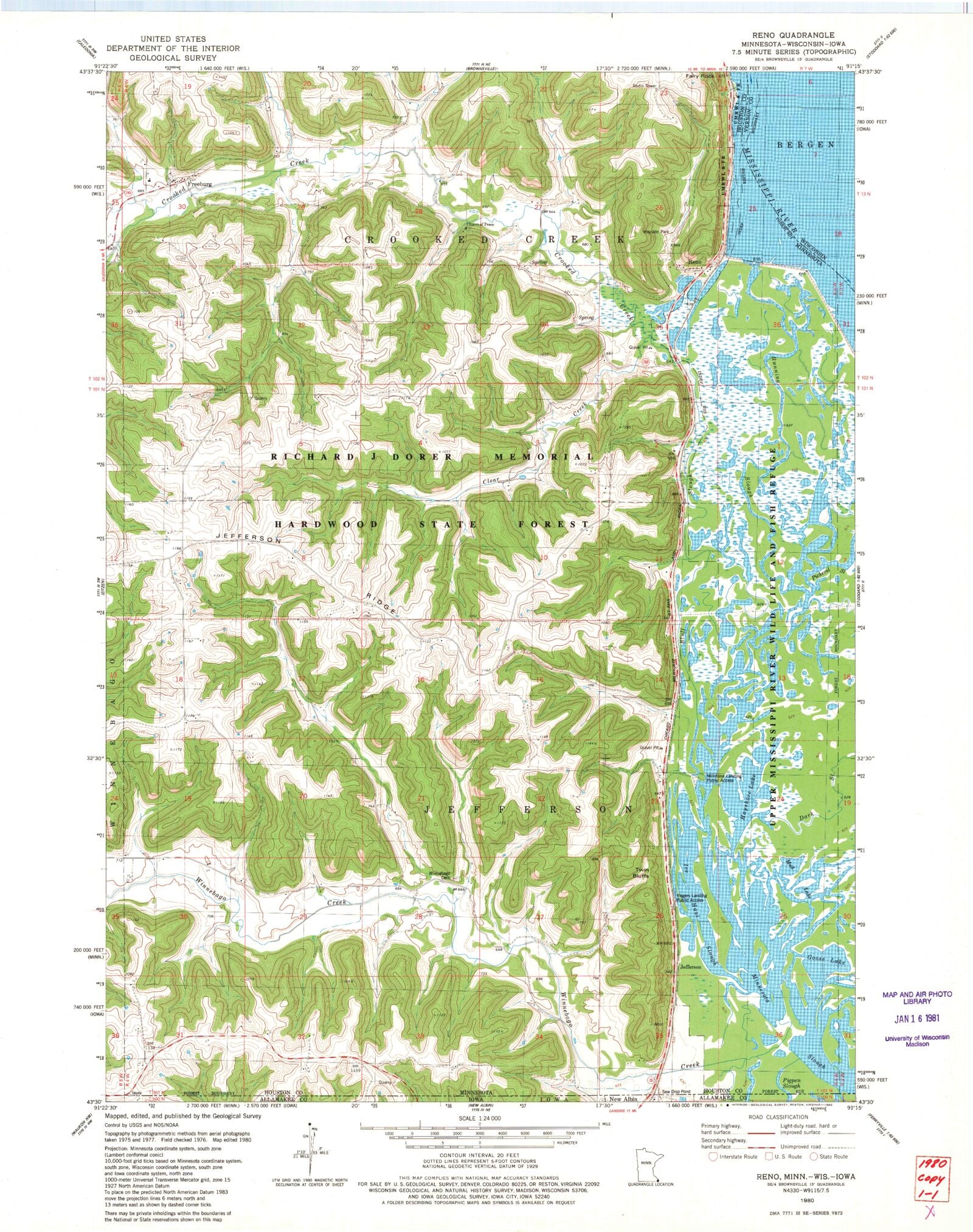 Classic USGS Reno Minnesota 7.5'x7.5' Topo Map – MyTopo Map Store