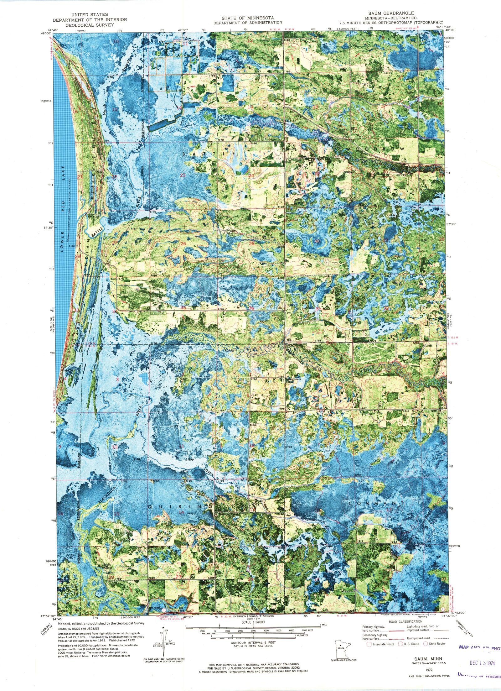 Classic USGS Saum Minnesota 7.5'x7.5' Topo Map – MyTopo Map Store