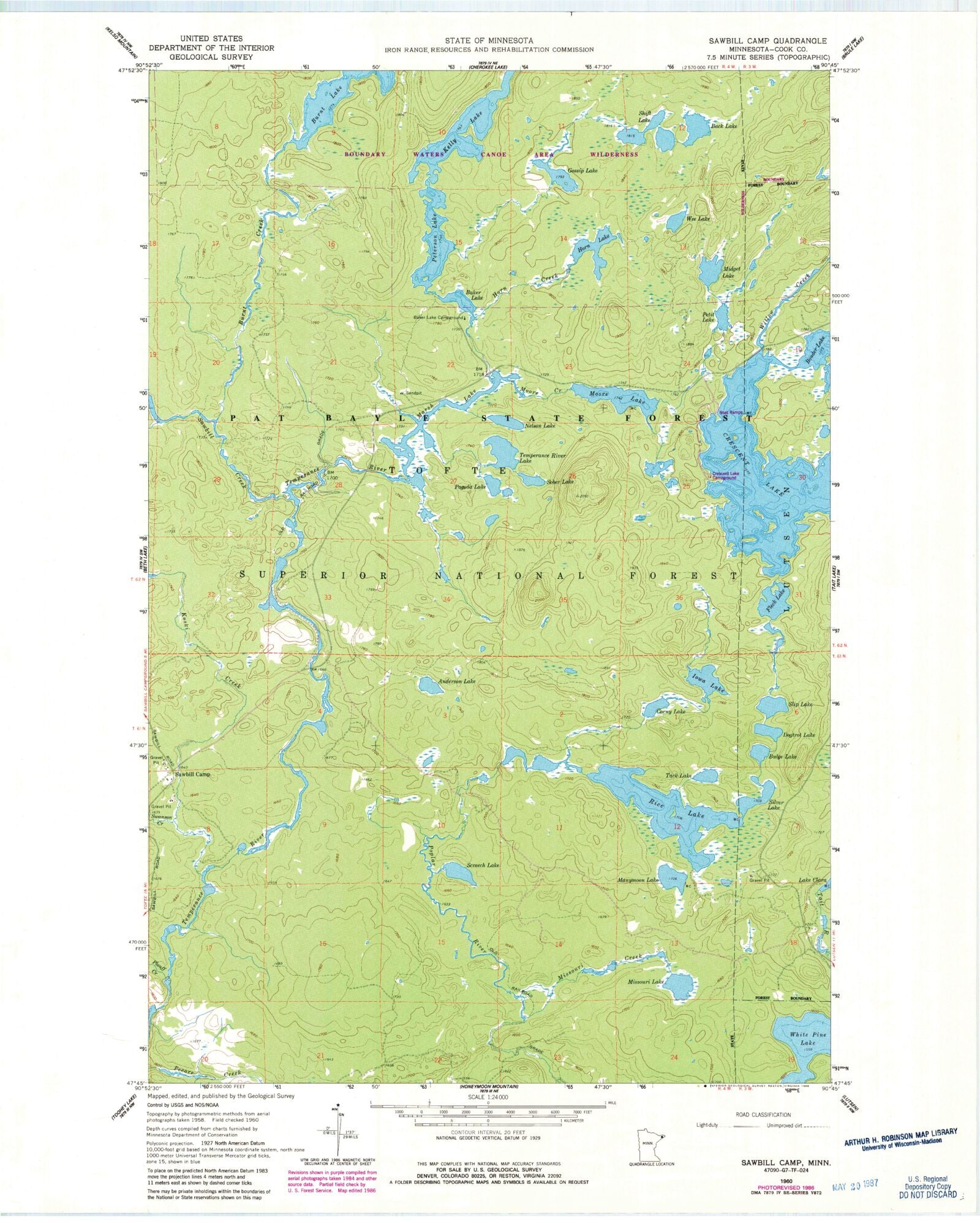 Classic USGS Sawbill Camp Minnesota 7.5'x7.5' Topo Map – MyTopo Map Store