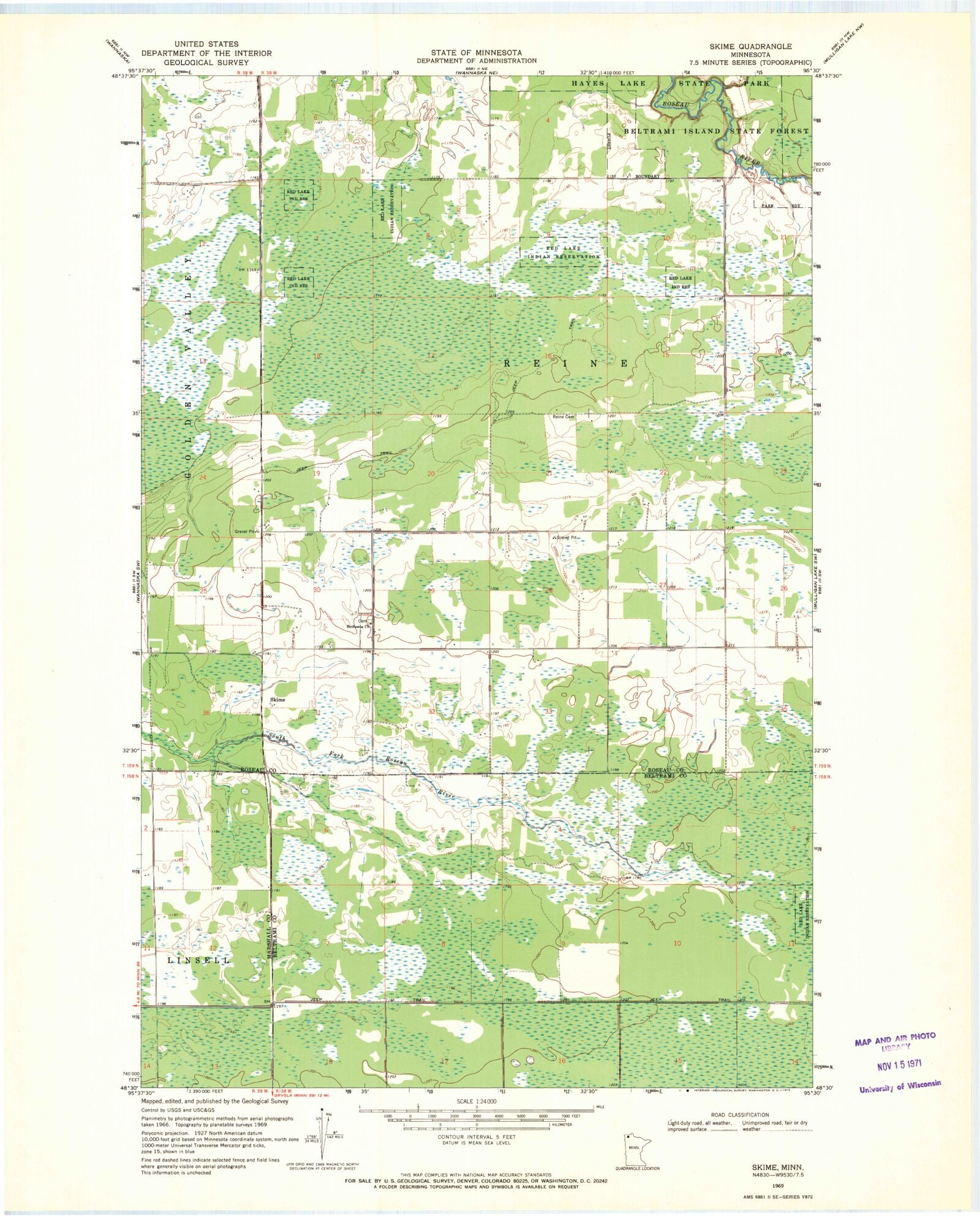 Classic USGS Skime Minnesota 7.5'x7.5' Topo Map – MyTopo Map Store