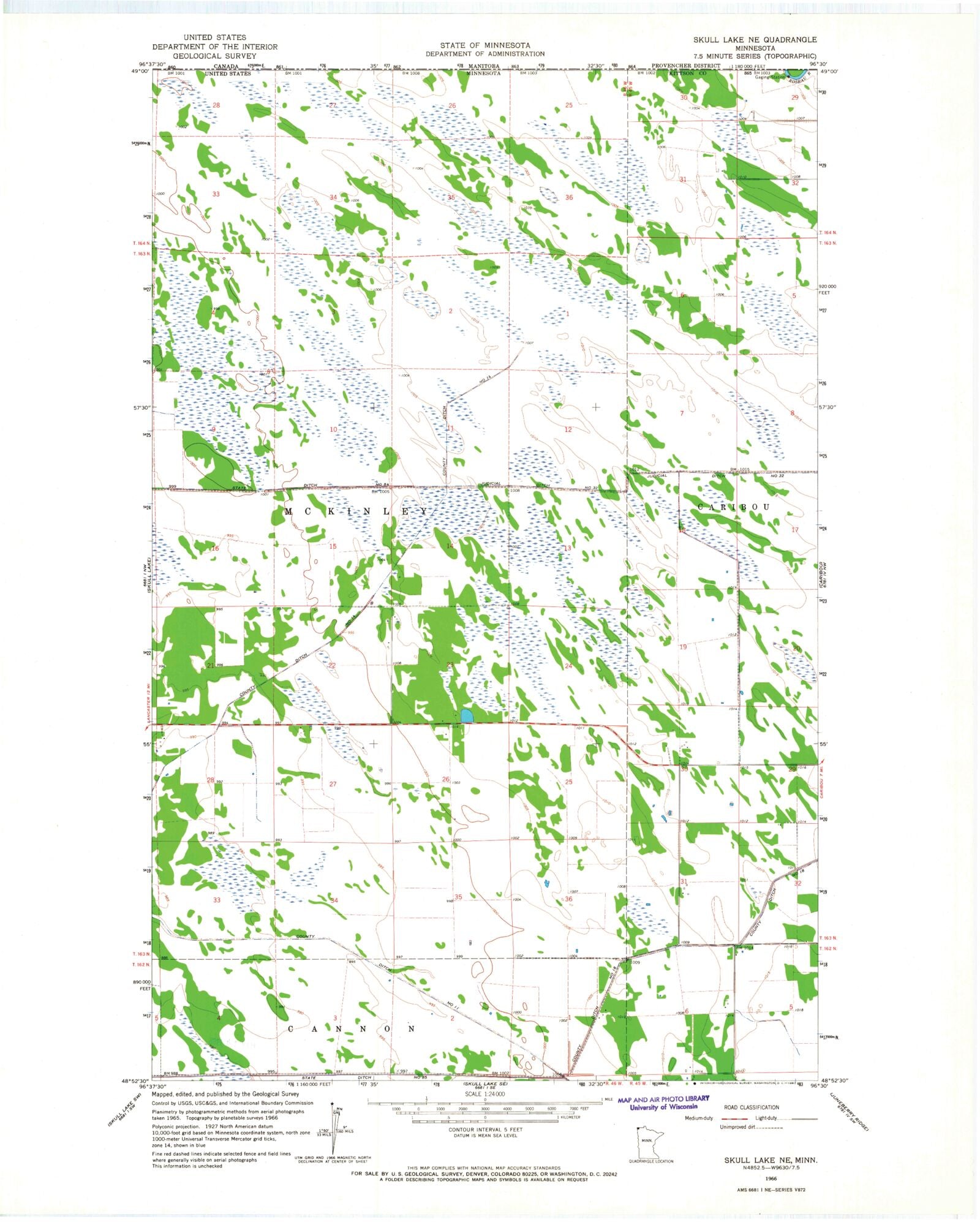 Classic USGS Skull Lake NE Minnesota 7.5'x7.5' Topo Map – MyTopo Map Store