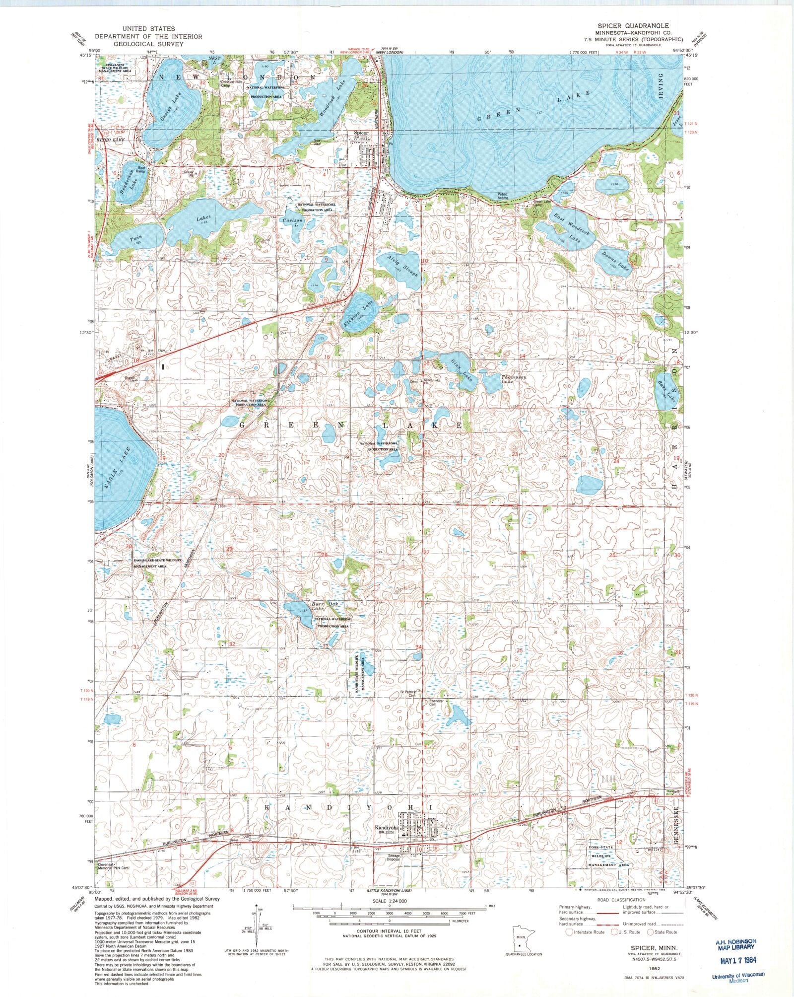 Classic USGS Spicer Minnesota 7.5'x7.5' Topo Map – MyTopo Map Store