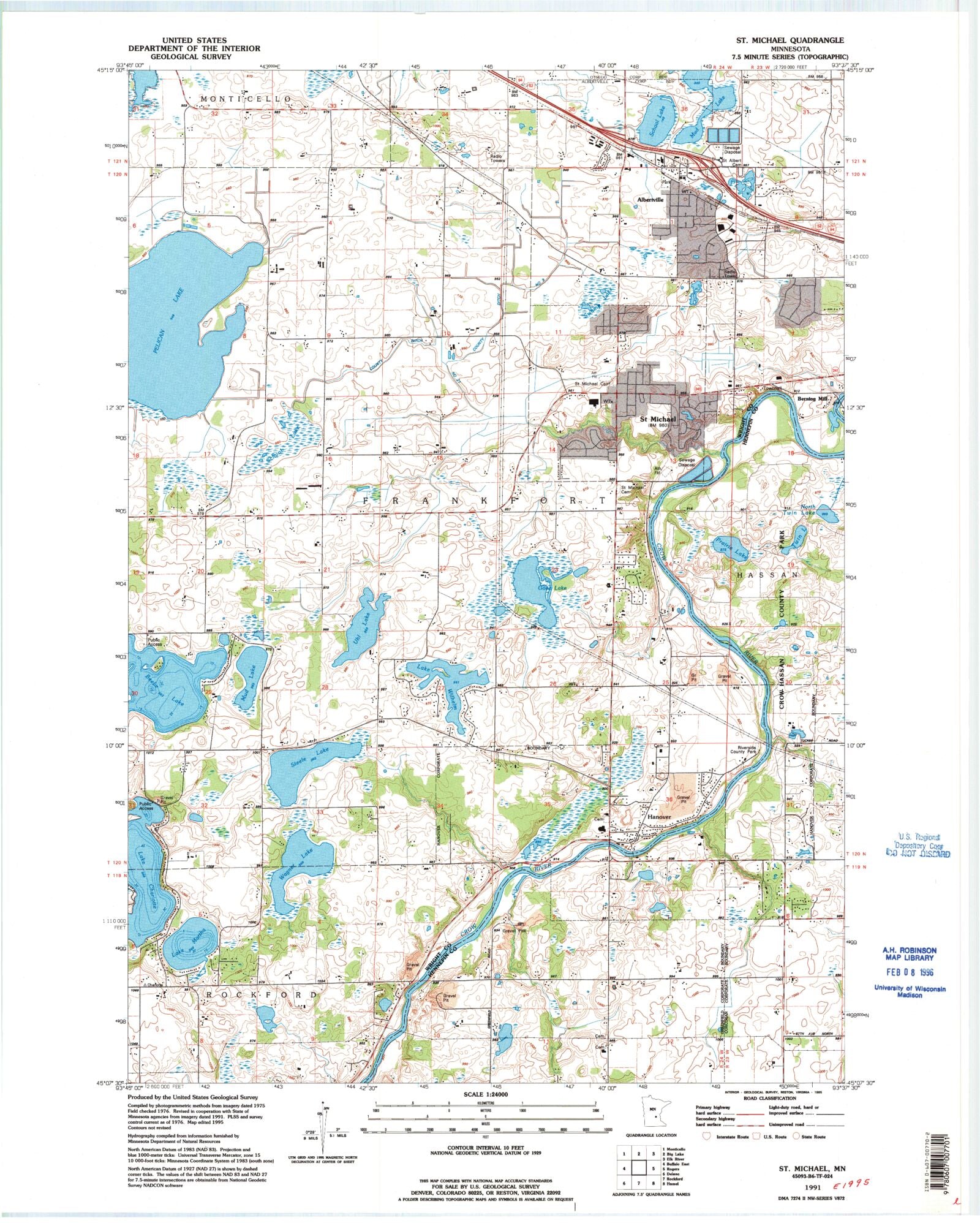 Classic USGS Saint Michael Minnesota 7.5'x7.5' Topo Map – MyTopo Map Store