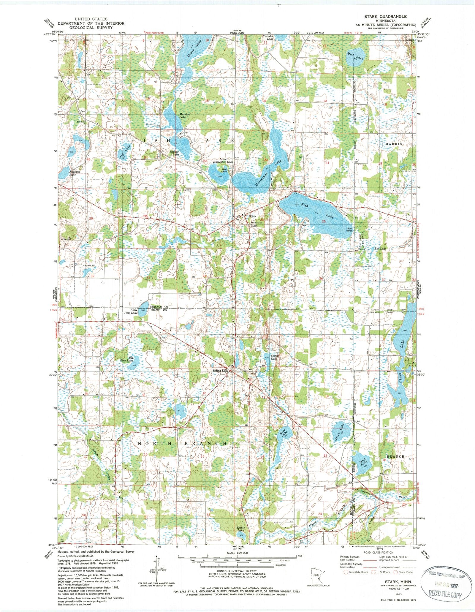 Classic USGS Stark Minnesota 7.5'x7.5' Topo Map – MyTopo Map Store