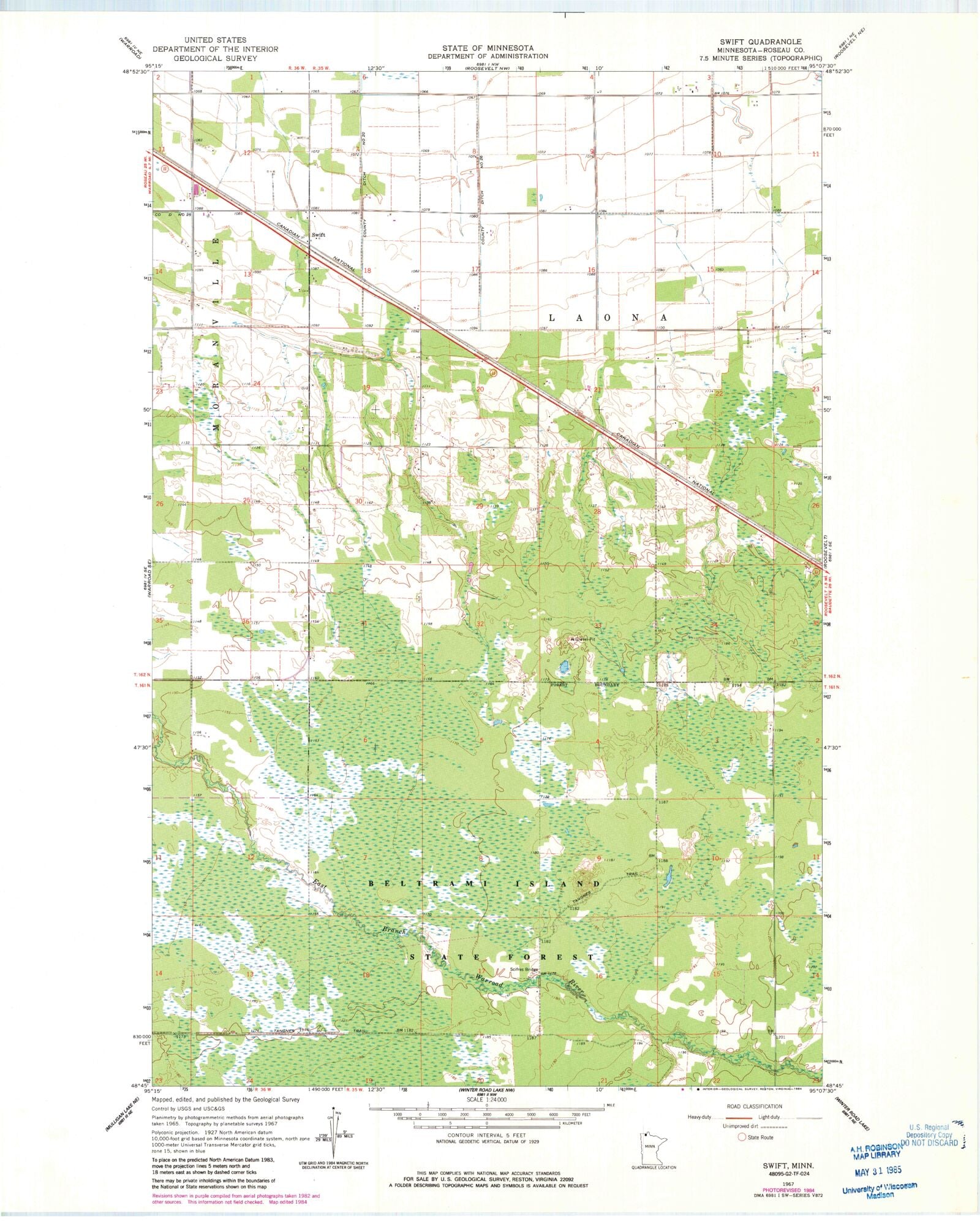 Classic USGS Swift Minnesota 7.5'x7.5' Topo Map – MyTopo Map Store