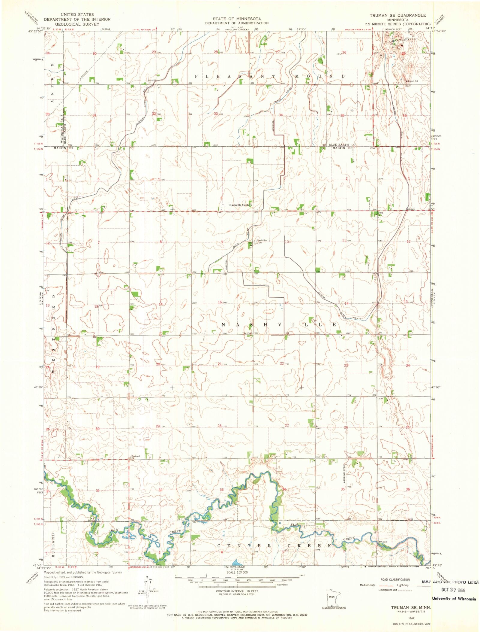 Classic USGS Truman SE Minnesota 7.5'x7.5' Topo Map – MyTopo Map Store