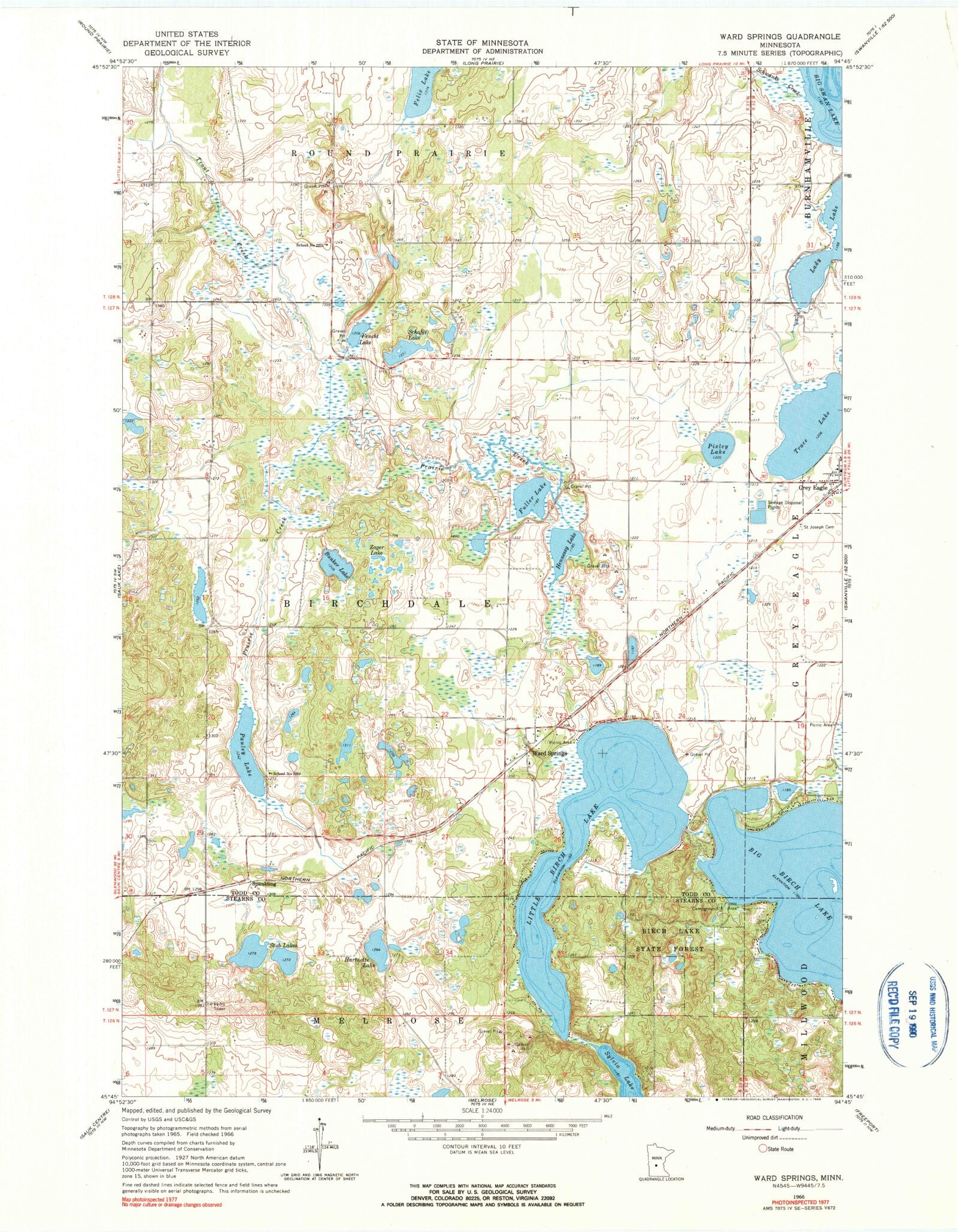 Classic USGS Ward Springs Minnesota 7.5'x7.5' Topo Map – MyTopo Map Store