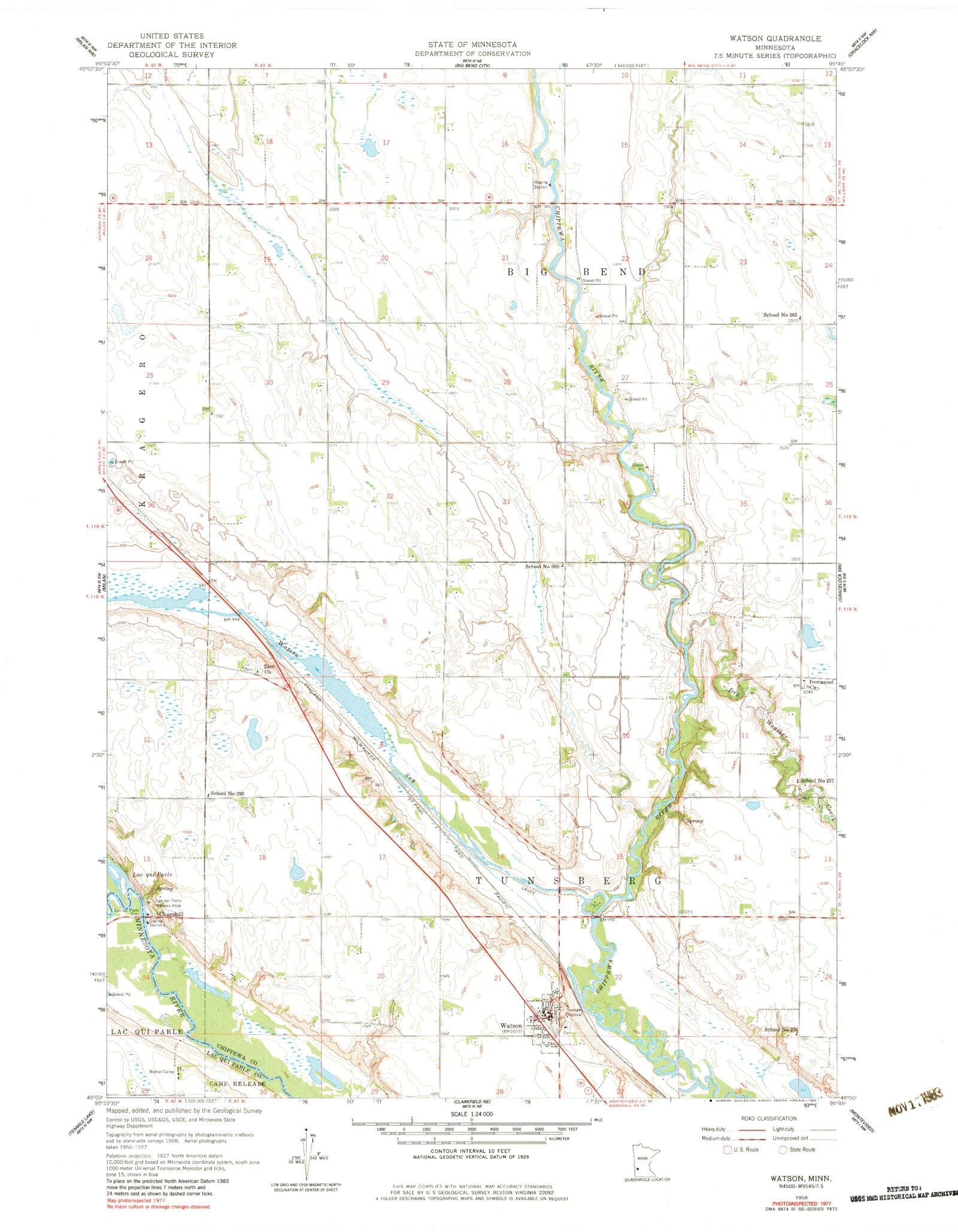 Classic USGS Watson Minnesota 7.5'x7.5' Topo Map – MyTopo Map Store