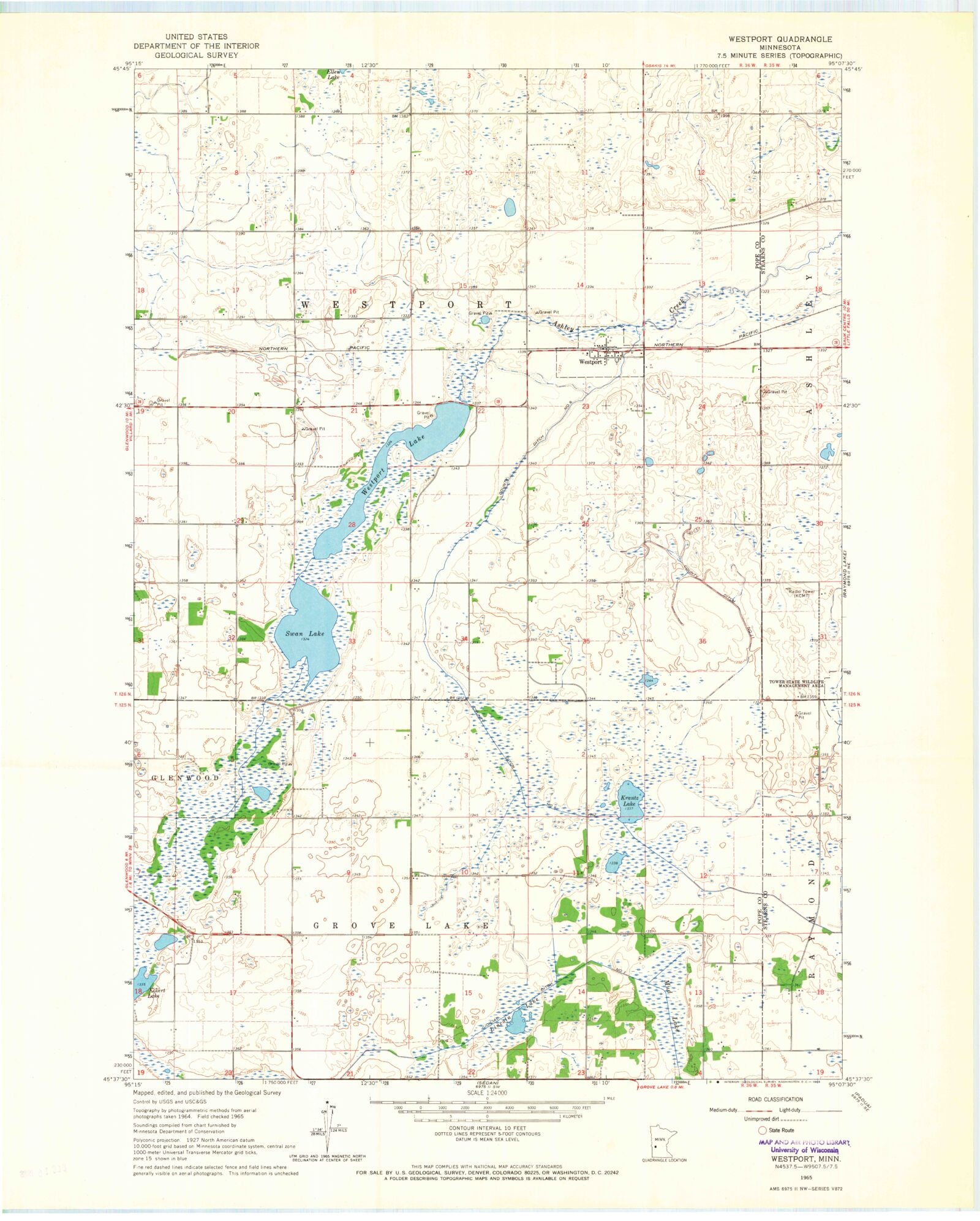Classic USGS Westport Minnesota 7.5'x7.5' Topo Map – MyTopo Map Store