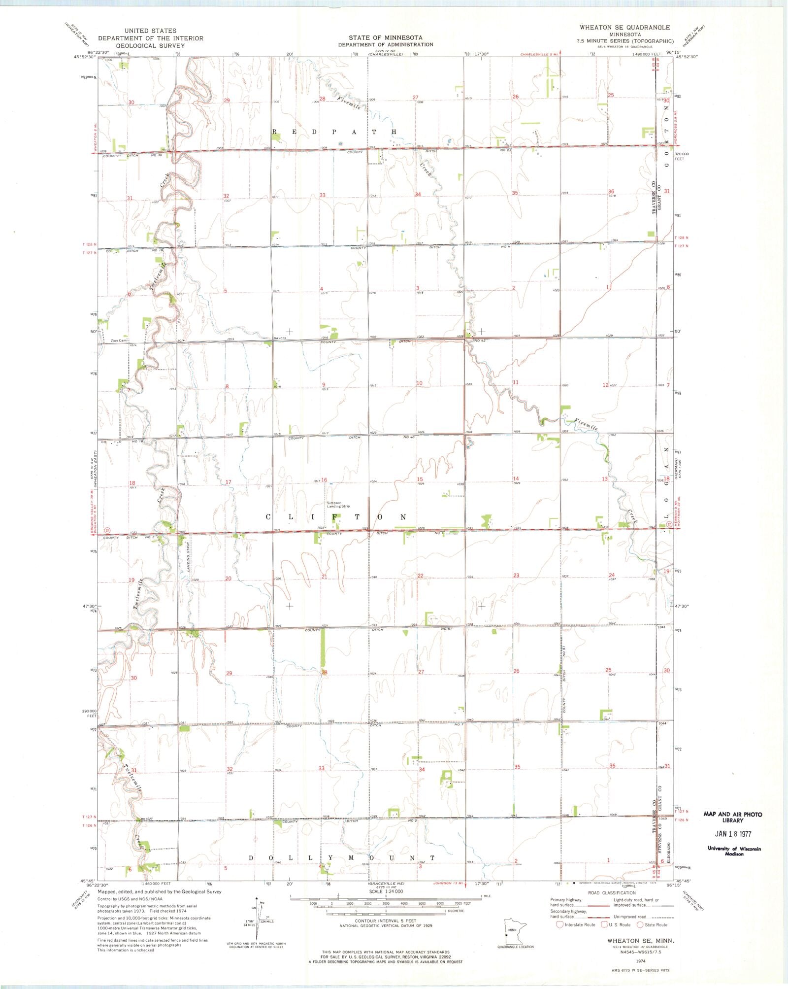 Classic USGS Wheaton SE Minnesota 7.5'x7.5' Topo Map – MyTopo Map Store