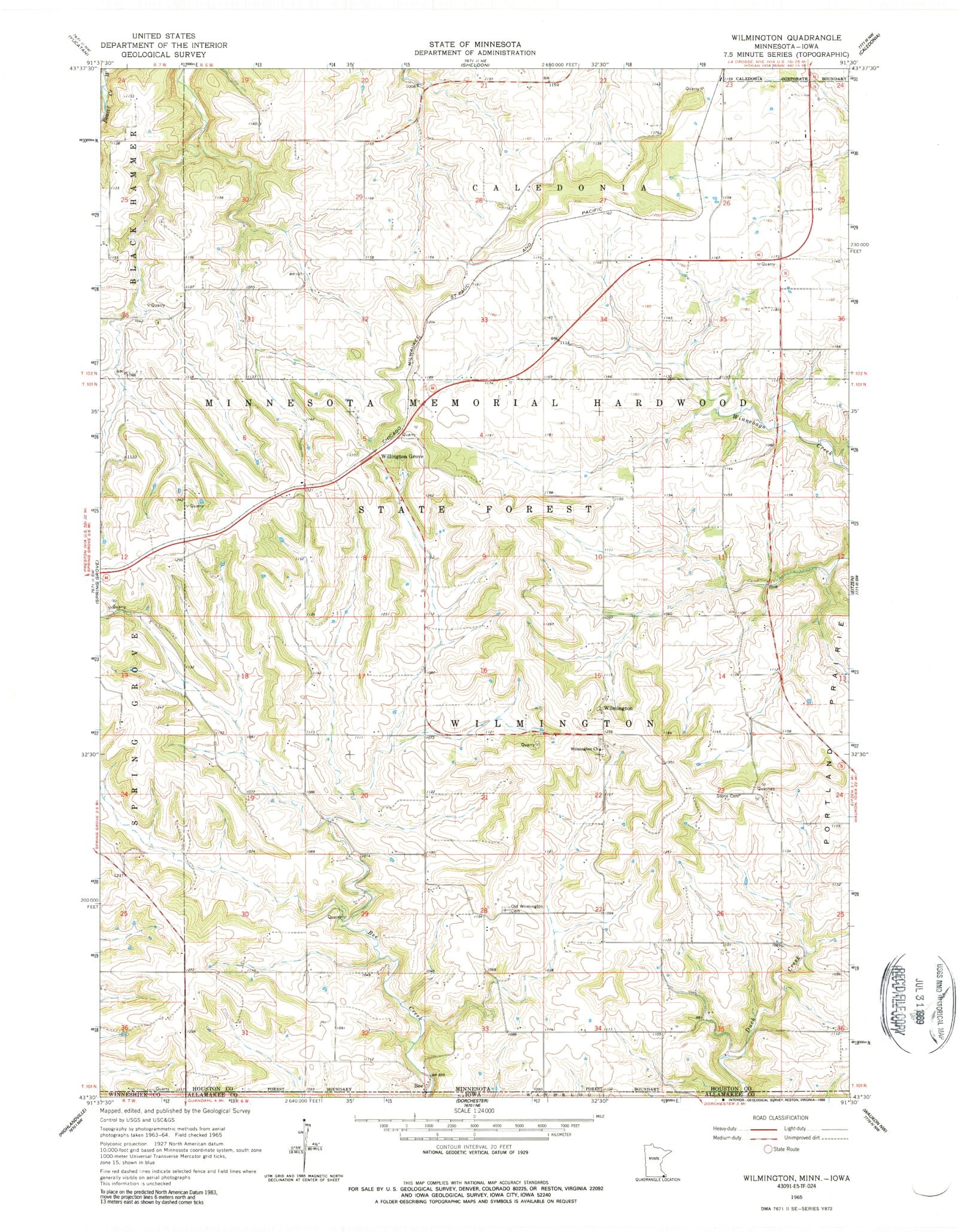 Classic USGS Wilmington Minnesota 7.5'x7.5' Topo Map – MyTopo Map Store