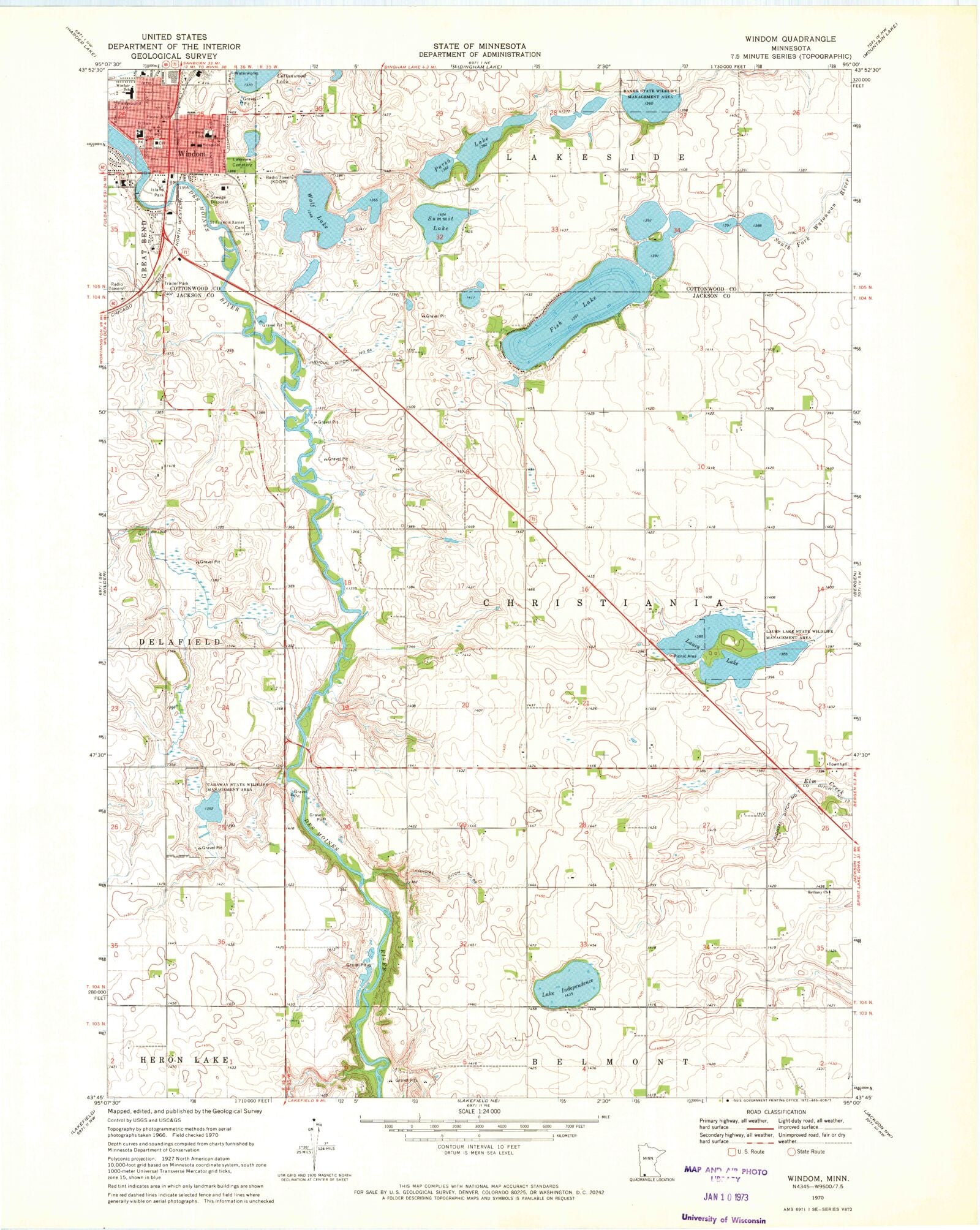 Classic USGS Windom Minnesota 7.5'x7.5' Topo Map – MyTopo Map Store