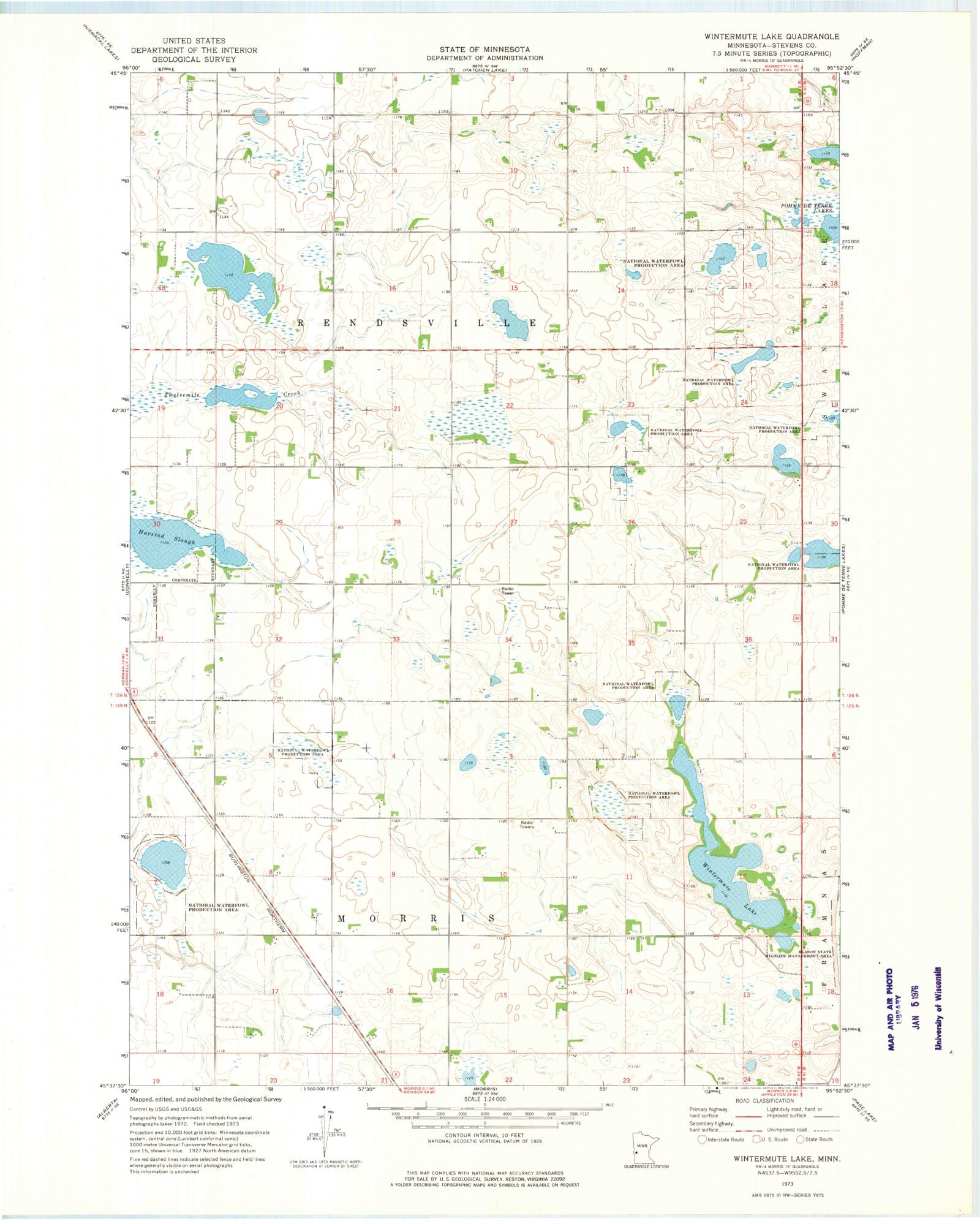 Classic USGS Wintermute Lake Minnesota 7.5'x7.5' Topo Map – MyTopo Map ...