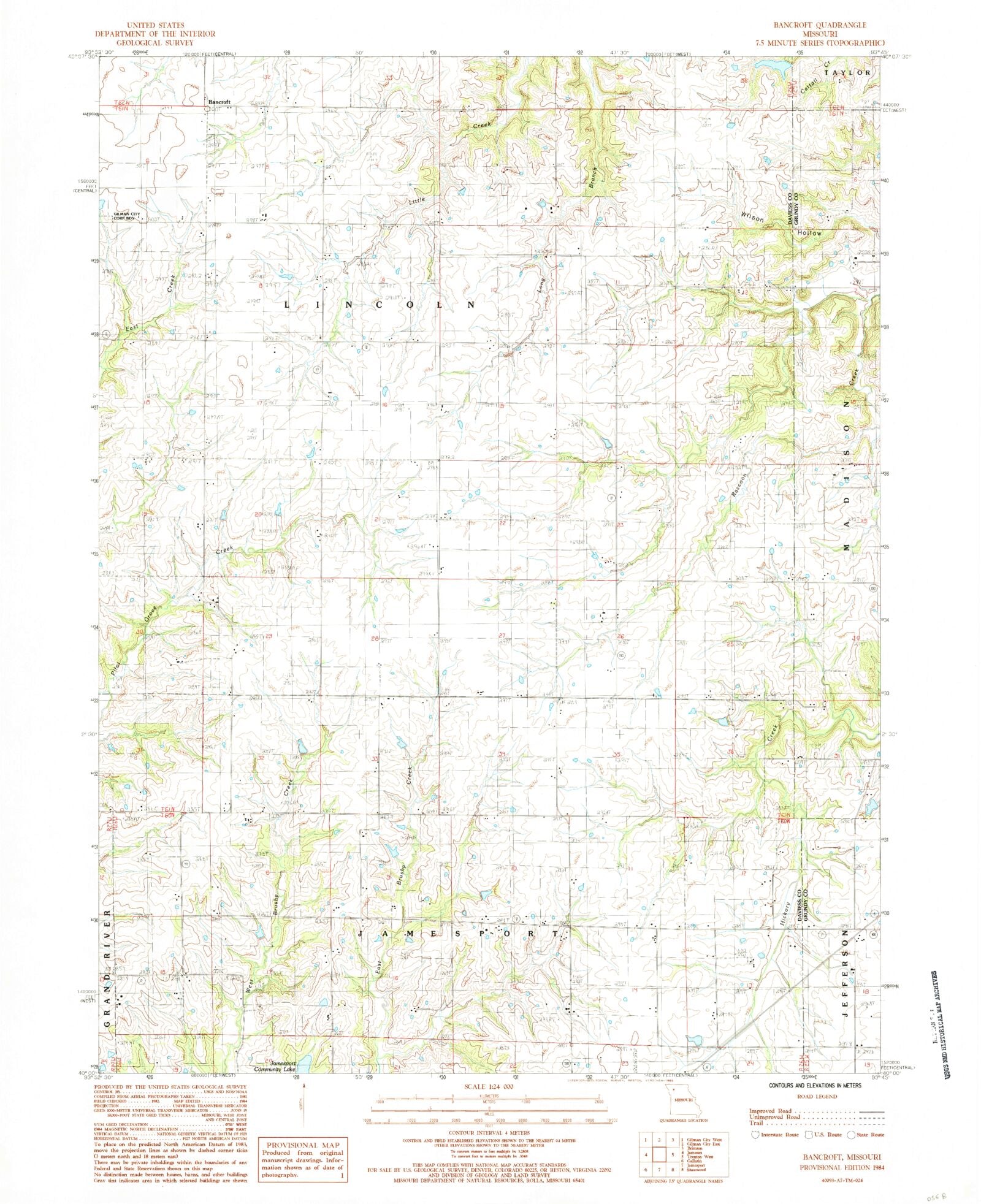 Classic USGS Bancroft Missouri 7.5'x7.5' Topo Map – MyTopo Map Store