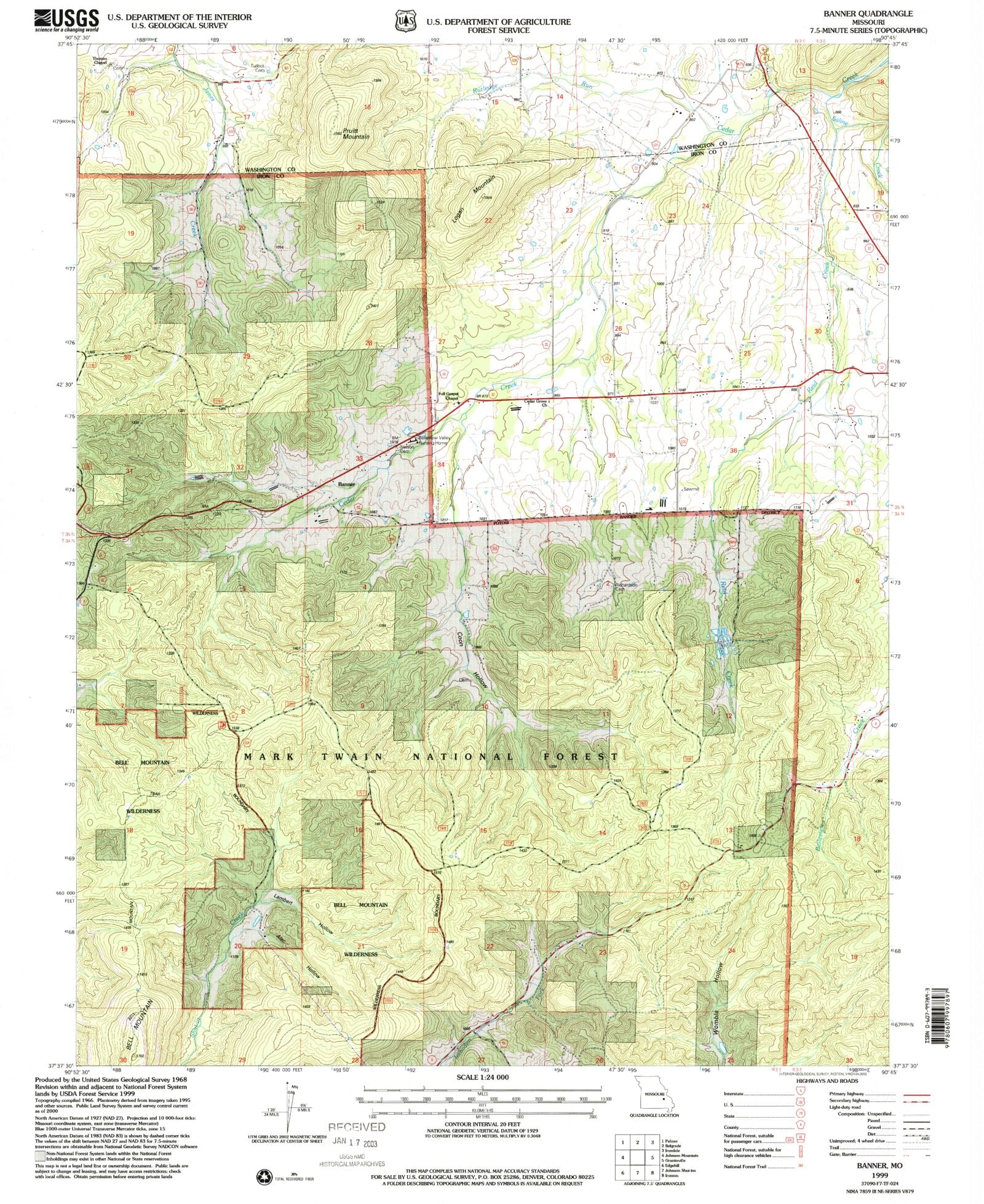 Classic USGS Banner Missouri 7.5'x7.5' Topo Map – MyTopo Map Store