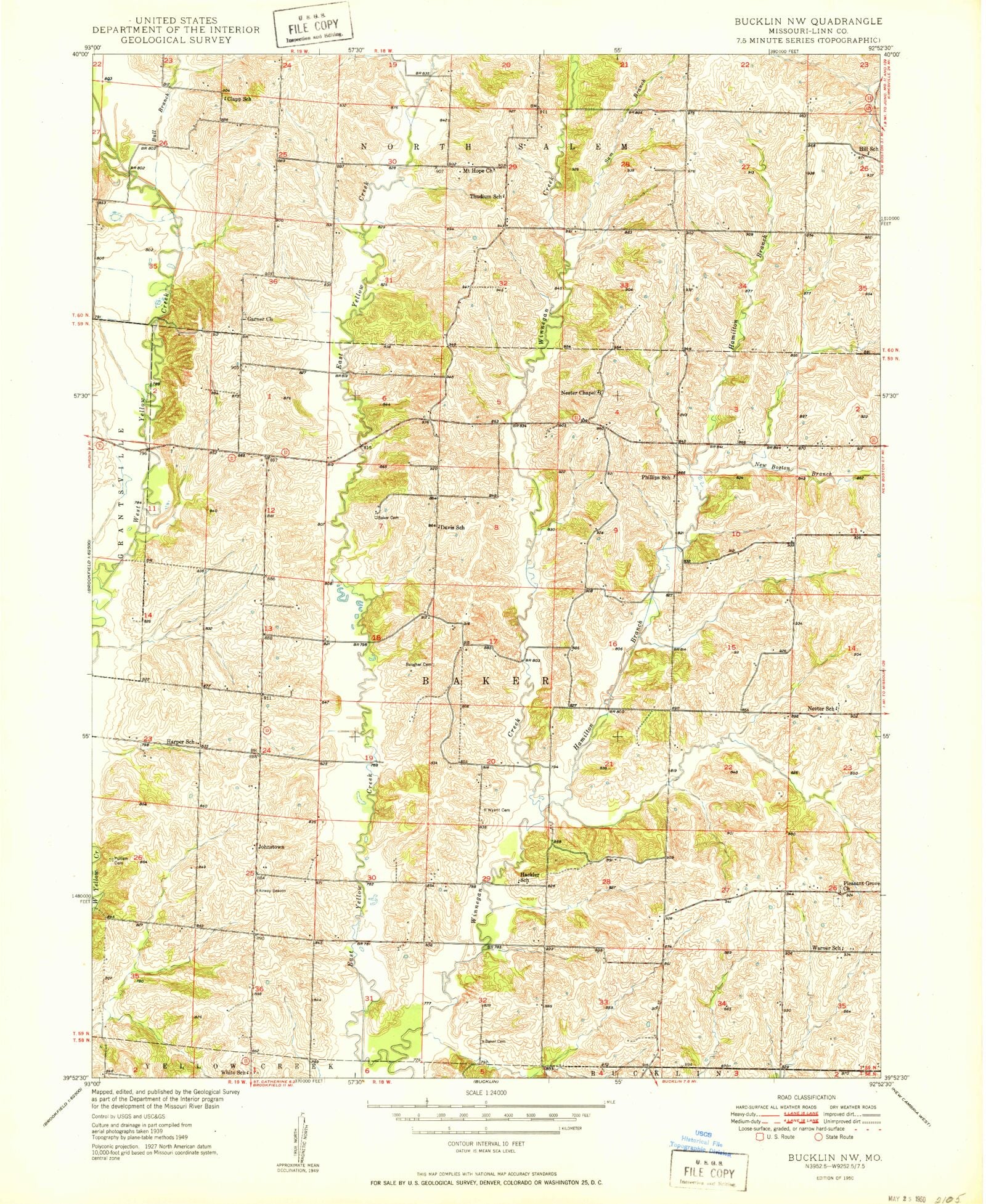 Classic USGS Bucklin NW Missouri 7.5'x7.5' Topo Map – MyTopo Map Store