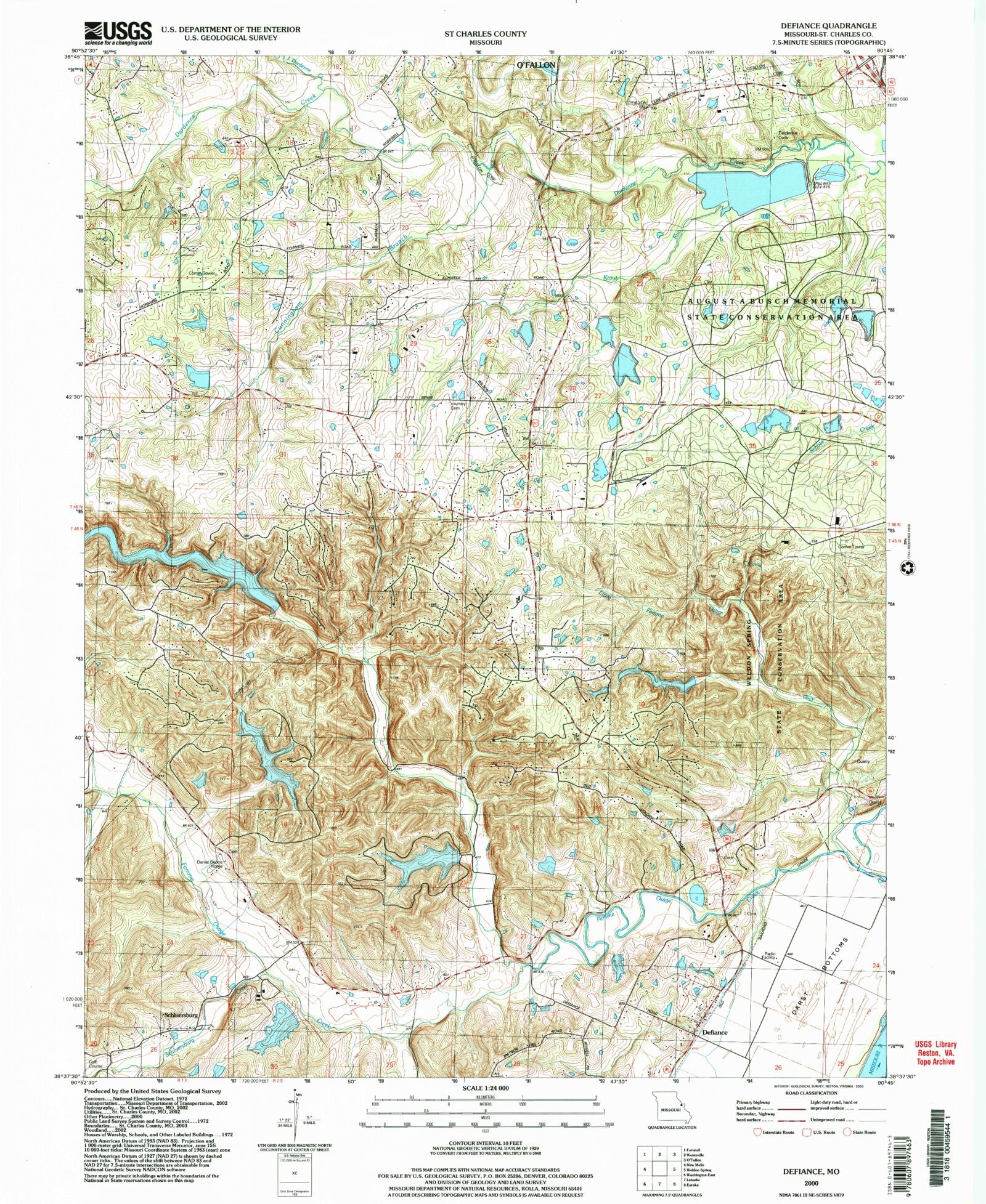 Classic USGS Defiance Missouri 7.5'x7.5' Topo Map – MyTopo Map Store