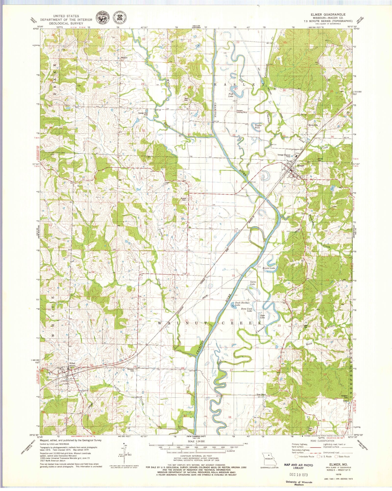 Classic USGS Elmer Missouri 7.5'x7.5' Topo Map – MyTopo Map Store