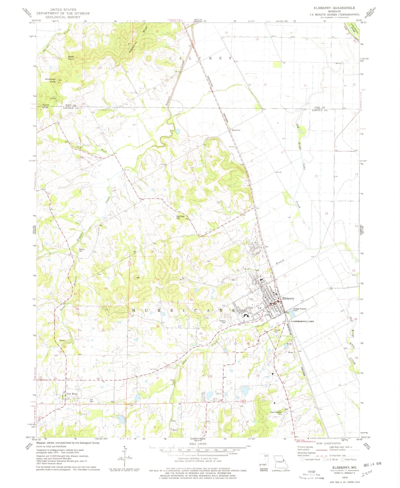 Classic USGS Elsberry Missouri 7.5'x7.5' Topo Map – MyTopo Map Store