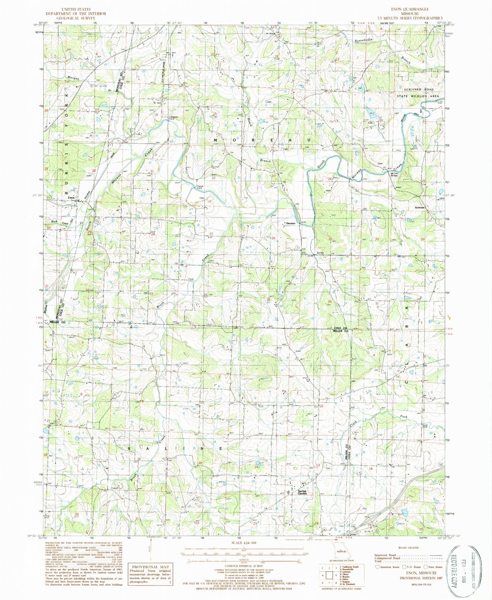 Classic USGS Enon Missouri 7.5'x7.5' Topo Map – MyTopo Map Store