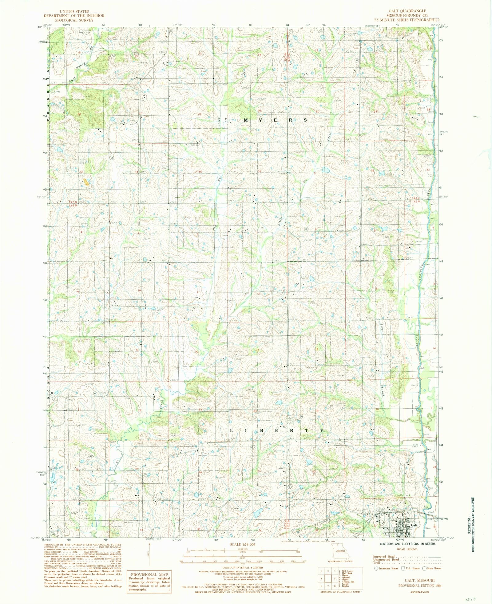 Classic USGS Galt Missouri 7.5'x7.5' Topo Map – MyTopo Map Store