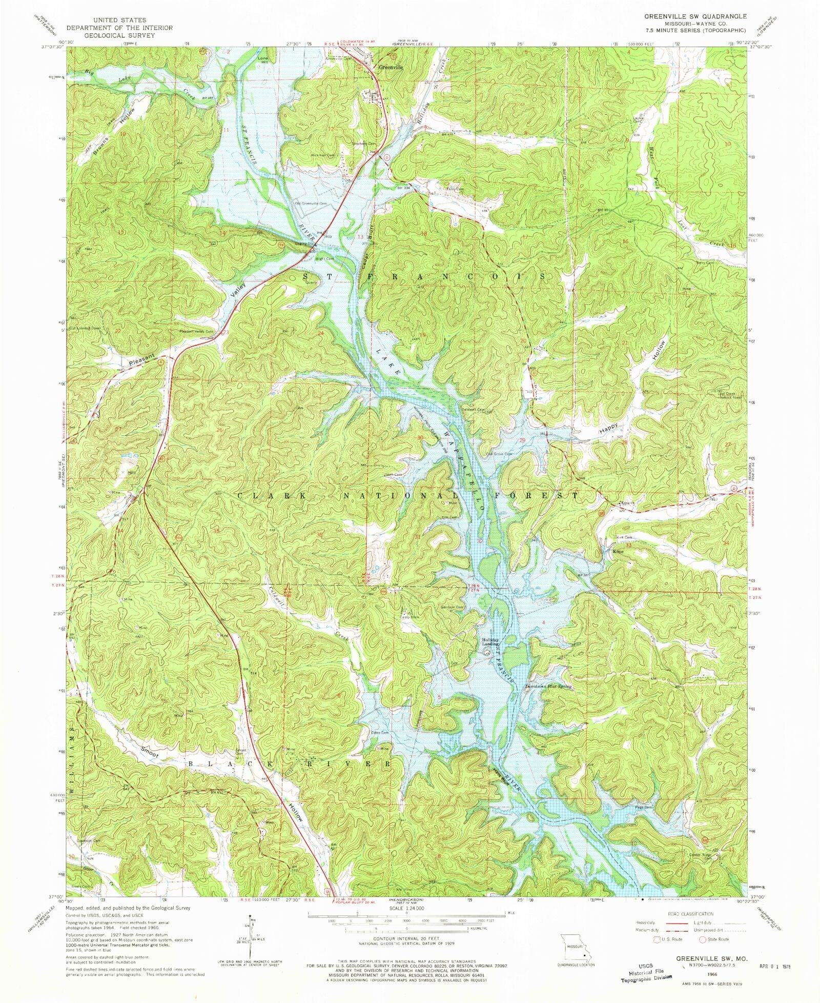 Classic USGS Greenville SW Missouri 7.5'x7.5' Topo Map – MyTopo Map Store