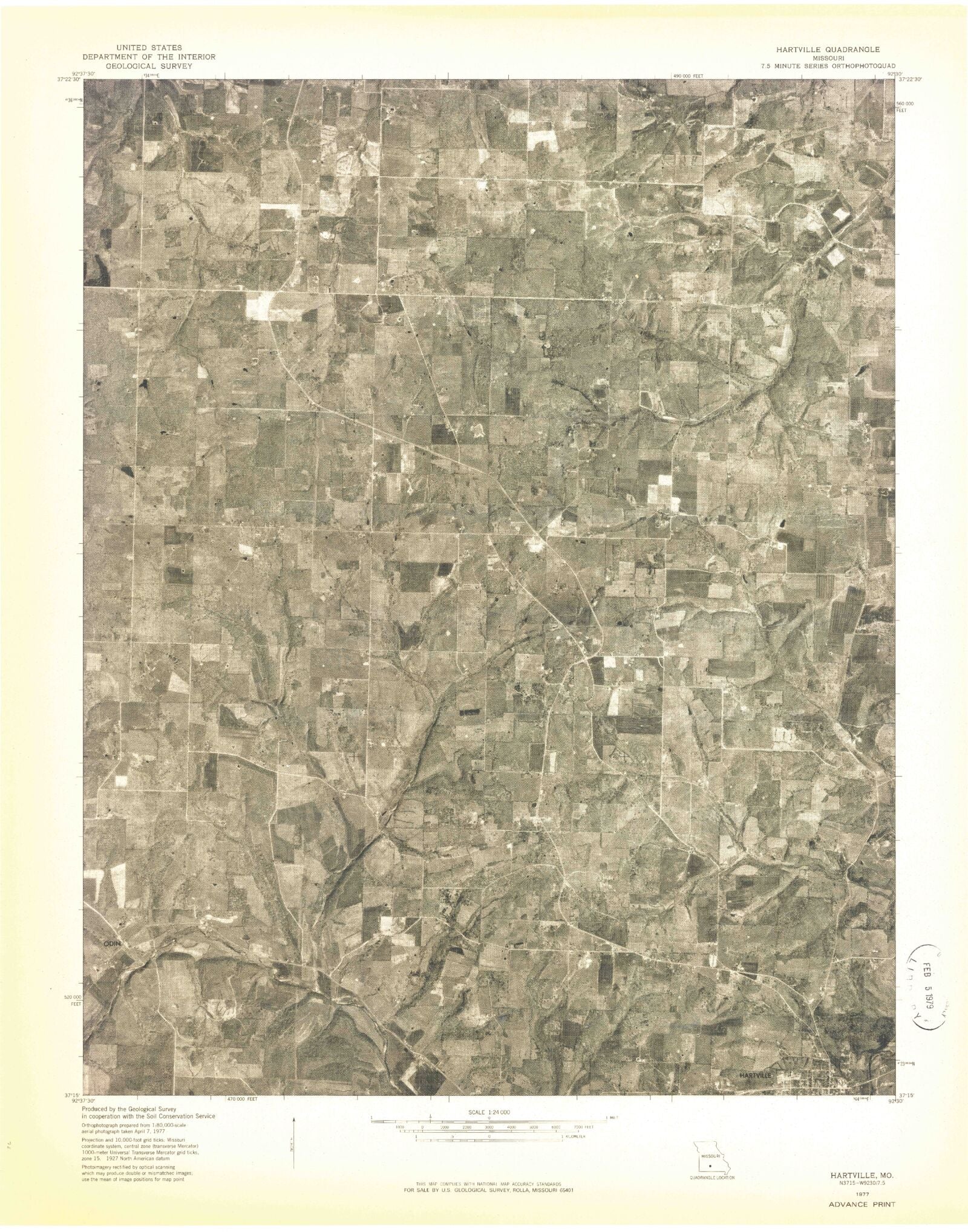 Classic USGS Hartville Missouri 7.5'x7.5' Topo Map – MyTopo Map Store